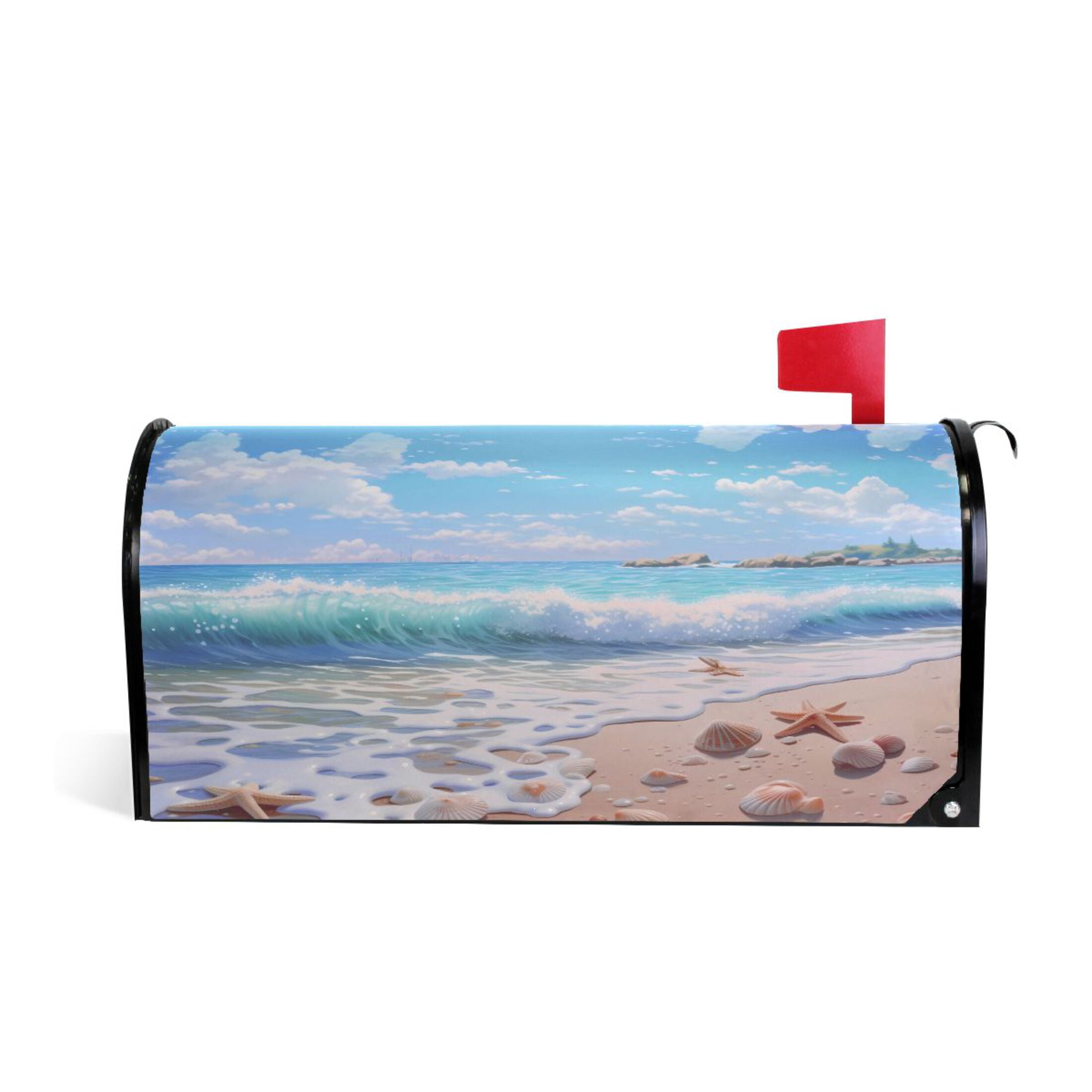Beach Sea Shells Seastar Magnetic Mailbox Covers Post Box Wraps Garden ...