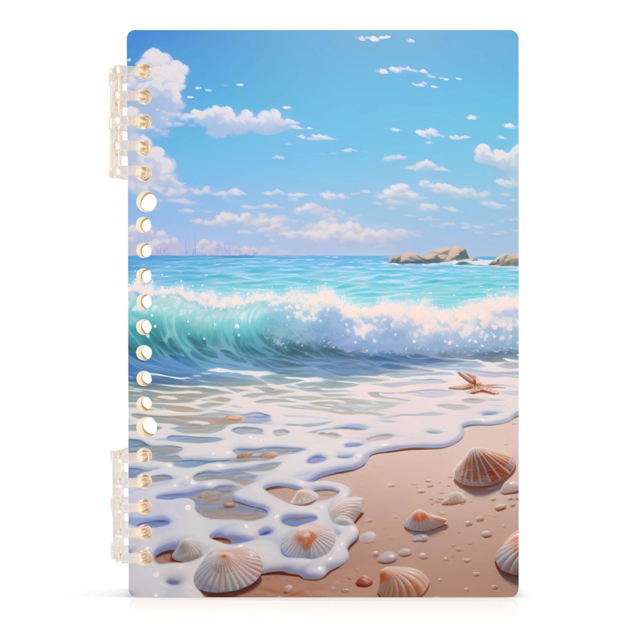 Beach Sea Shells Seastar Spiral Journal Notebook College Ruled Notebook ...