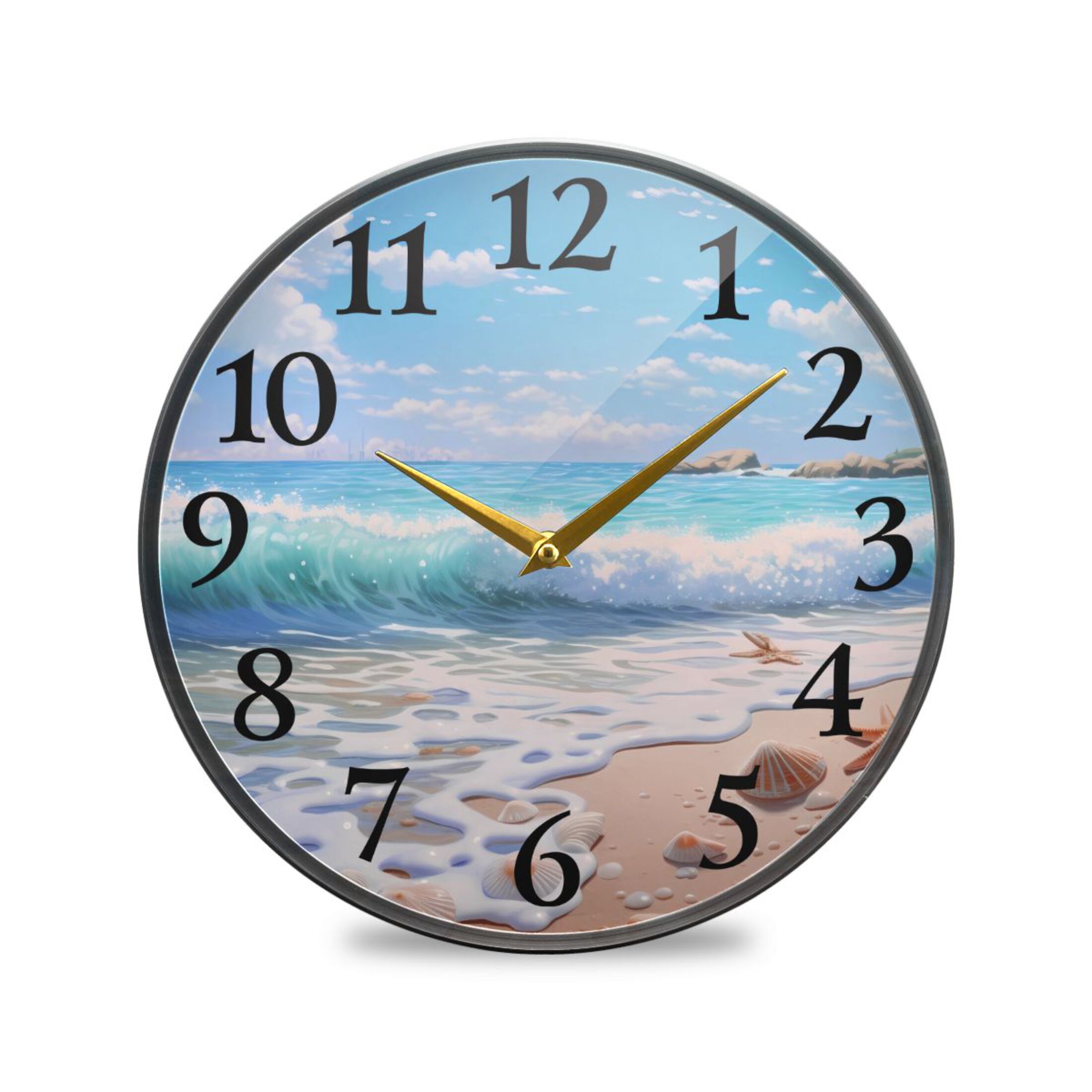 Beach Sea Shells Seastar Wall Clocks Battery Operated 11.9 Inch Round ...