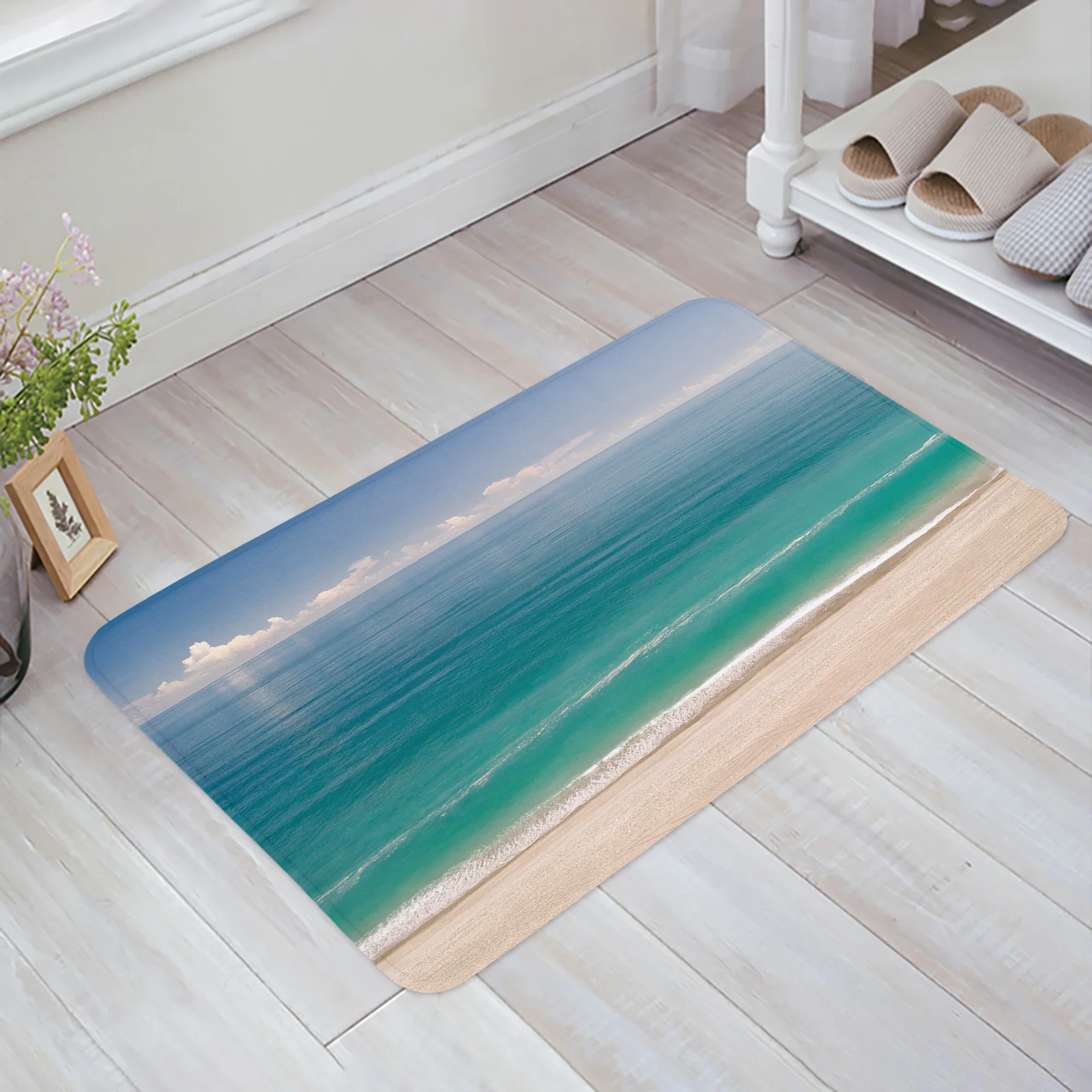 Beach Sea StarShells Green Entrance Doormat Kitchen Mat Carpet Living ...