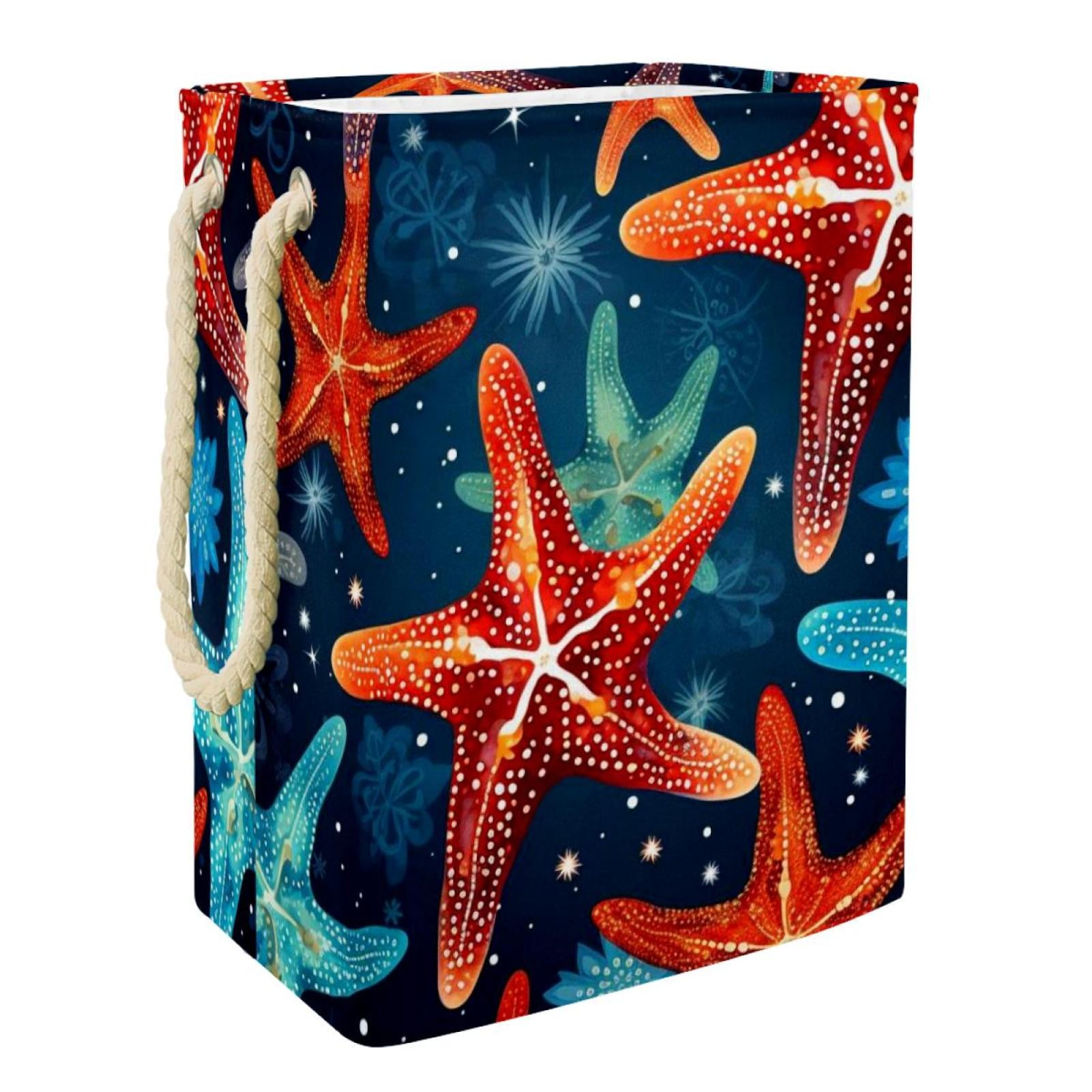 Beach Sea Starfish Laundry Hamper, Collapsible Laundry Baskets Firm ...