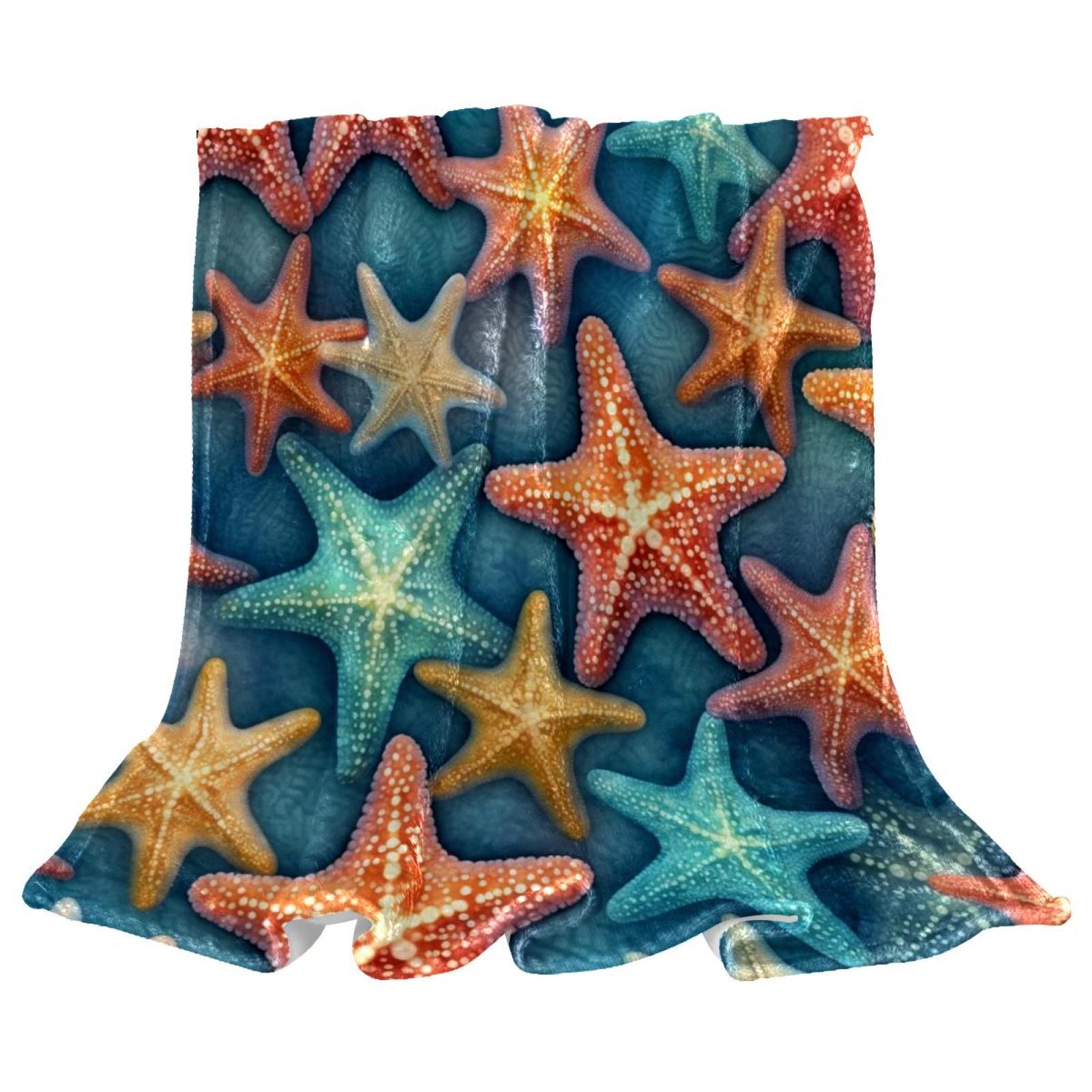 Beach Sea Starfish Plush Throw Blanket for Couch 59" x 79 ...