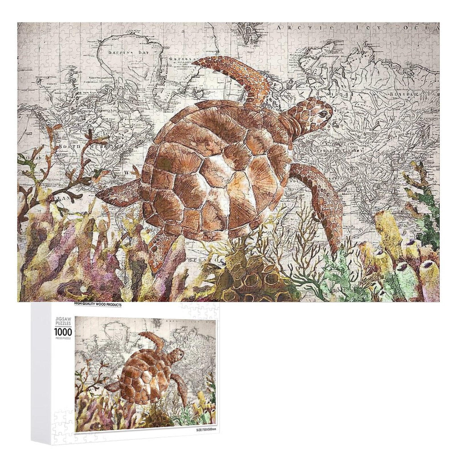 Beach Sea Turtle 1000 Piece Jigsaw Puzzle for Adults and Families ...