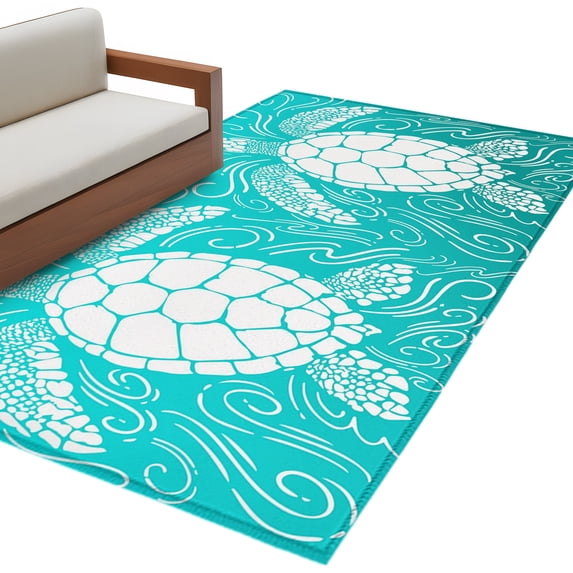 Beach Sea Turtle Area Rug 4x6 Washable Rug Non Slip Abstract Gradient ...
