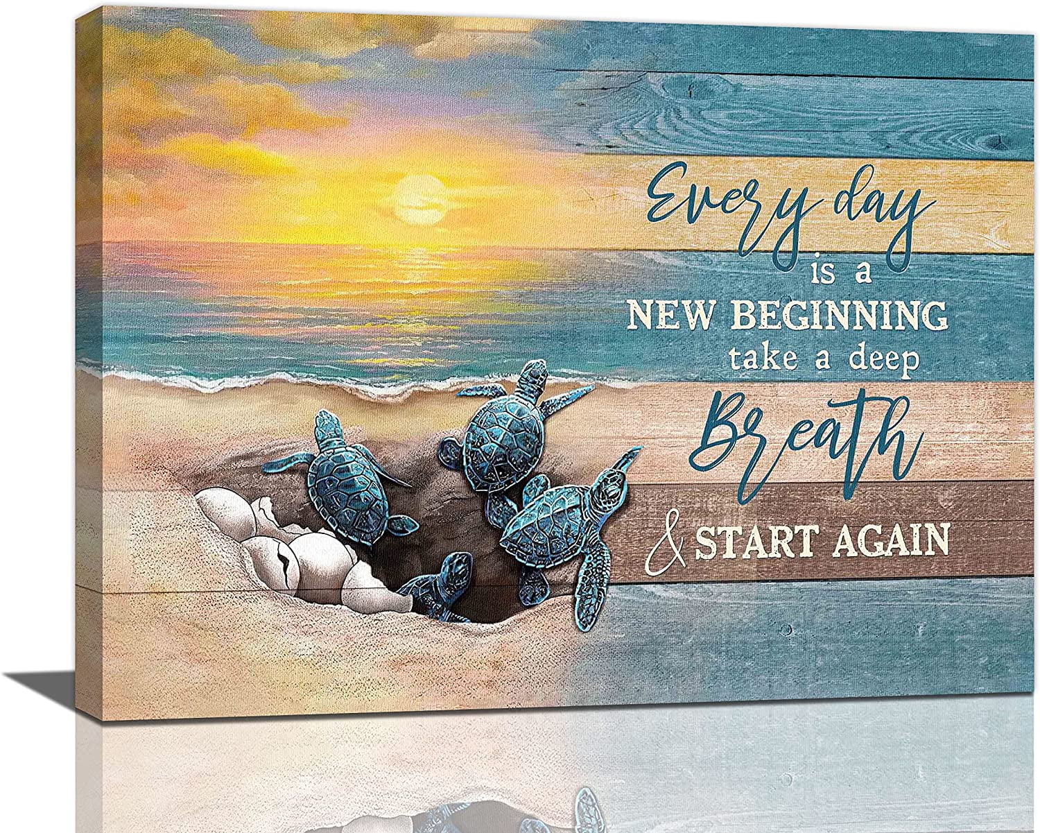 Beach Sea Turtle Bathroom Decor Wall Art Turtle pictures Sunrise Ocean ...