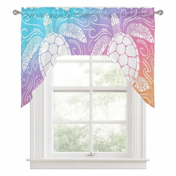 Beach Sea Turtle Kitchen Curtains Swag Valance for Windows/Bathroom ...
