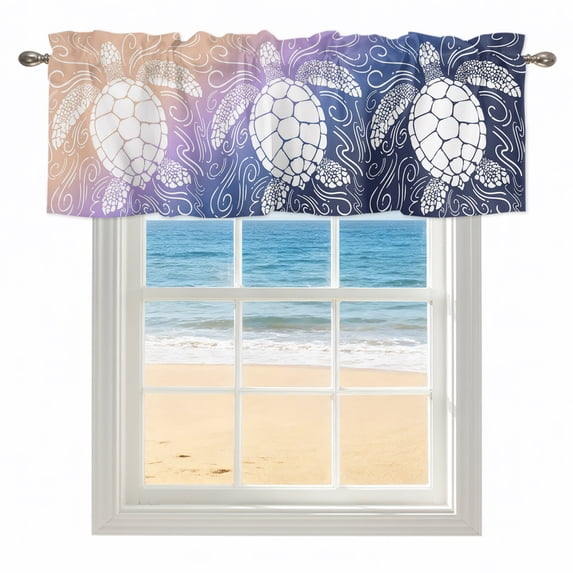 Beach Sea Turtle Kitchen Valances for Windows 42x18 Inch Kitchen ...