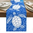 Beach Sea Turtle Table Runner Abstract Gradient Blue Coastal Waves ...