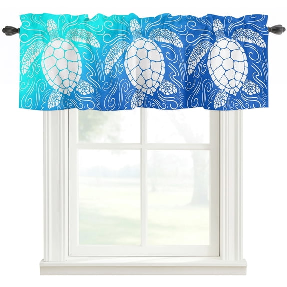 Beach Sea Turtle Valances for Windows Farmhouse Kitchen Curtains ...