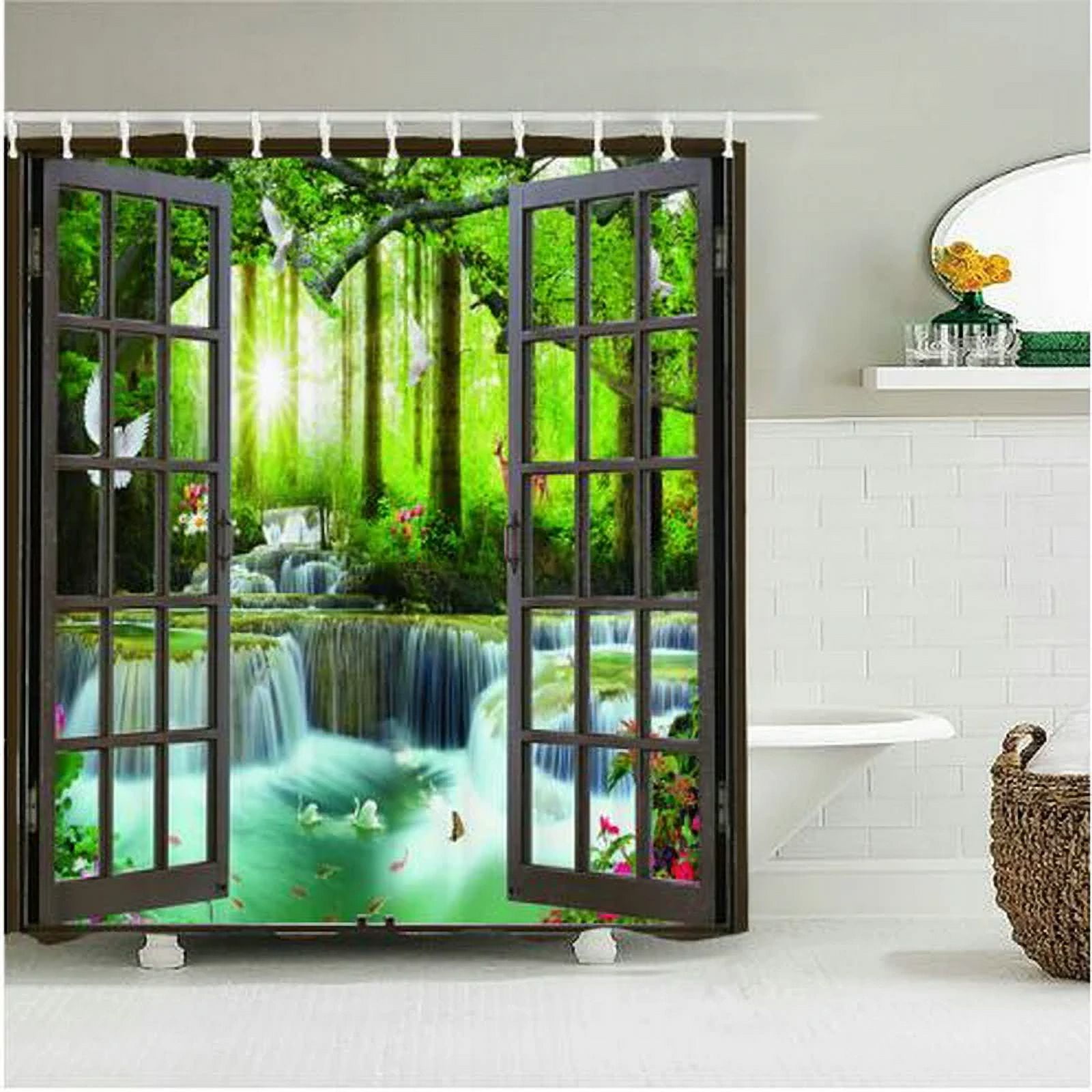 Beach Sea Wave Coconut Tree Shower Curtains Set Nature Forest Landscape ...