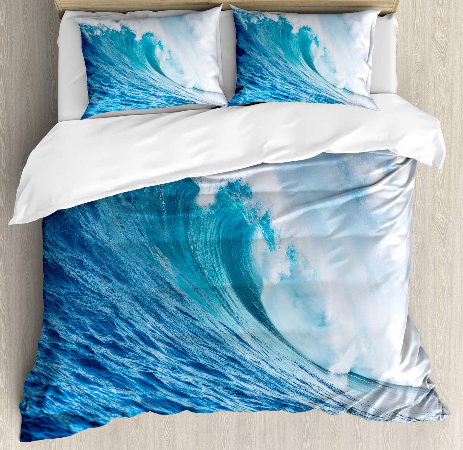 Beach Sea Wave Ocean Duvet Cover Sunset Hawaiian Palm Tree Wave ...
