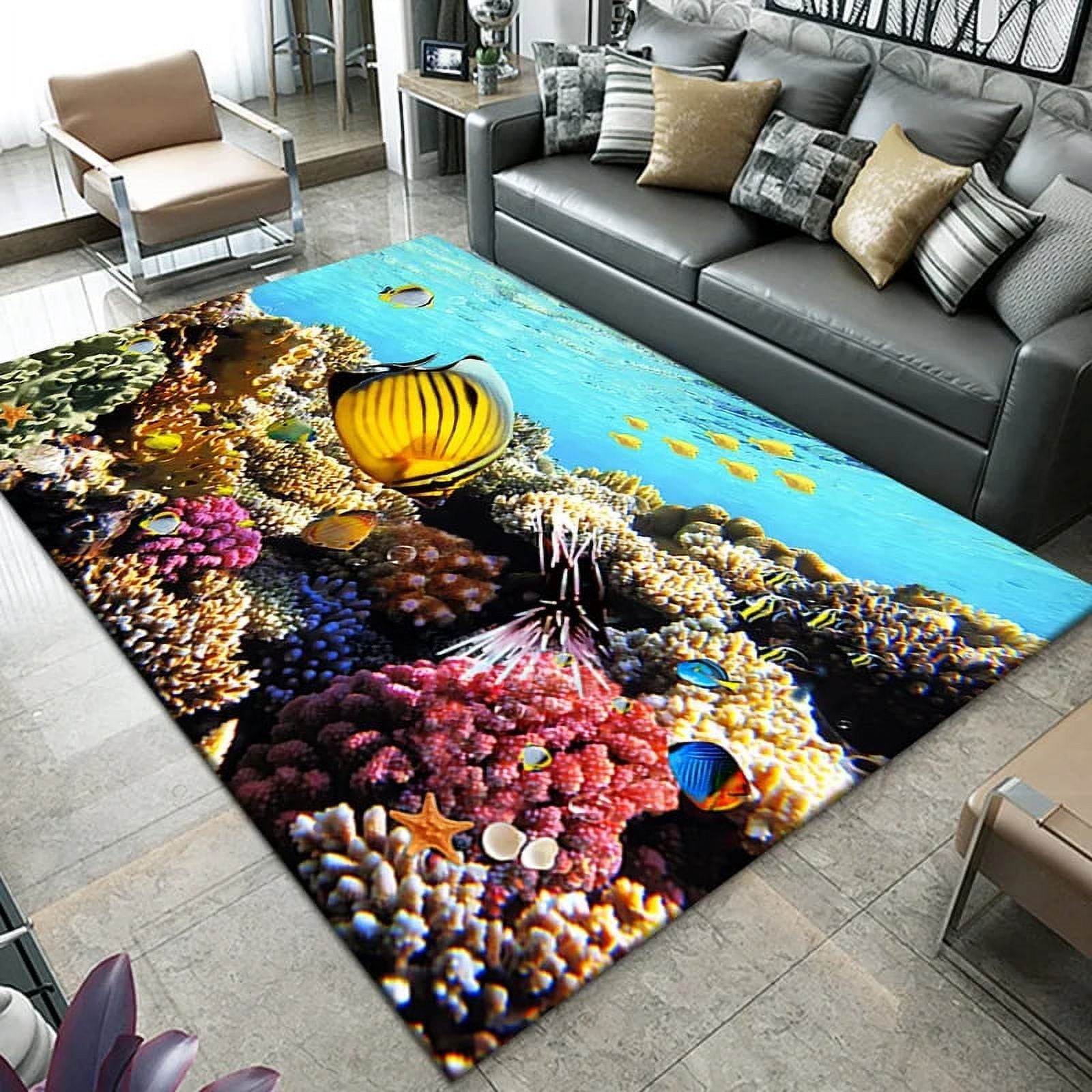 Beach Sea Waves Living Room Carpet 3D Landscape Printed Floor Mat ...