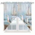 Beach Seagull Swag Curtain Valance for Window 2 Panels Nautical ...