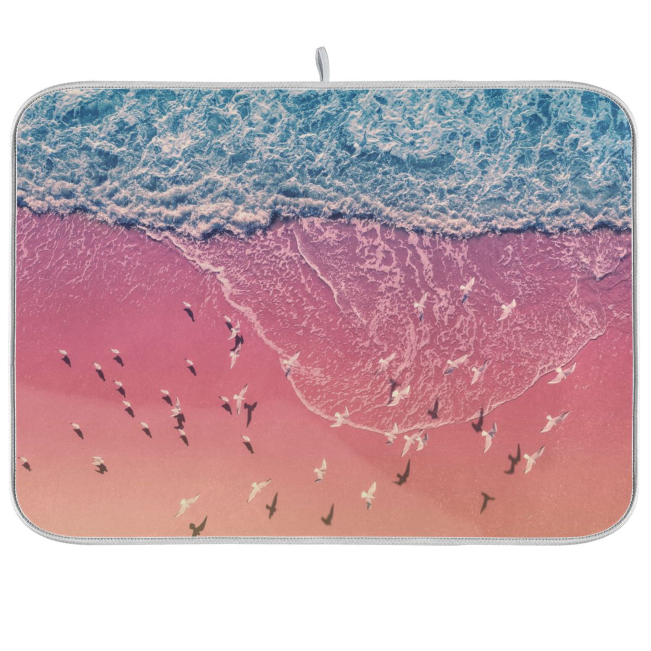 Beach Seascape Seagulls Sandy Sand Waves Dish Drying Mat Microfiber ...