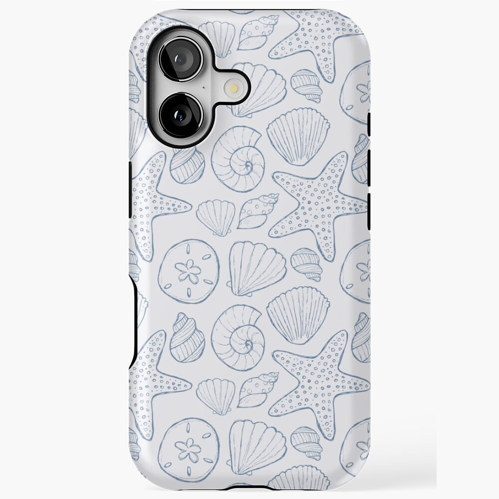 Beach Seashell Blue Coastal Summer Pattern Phone Case for iPhone 17 16 15 14 13 12 11 Pro Max ...