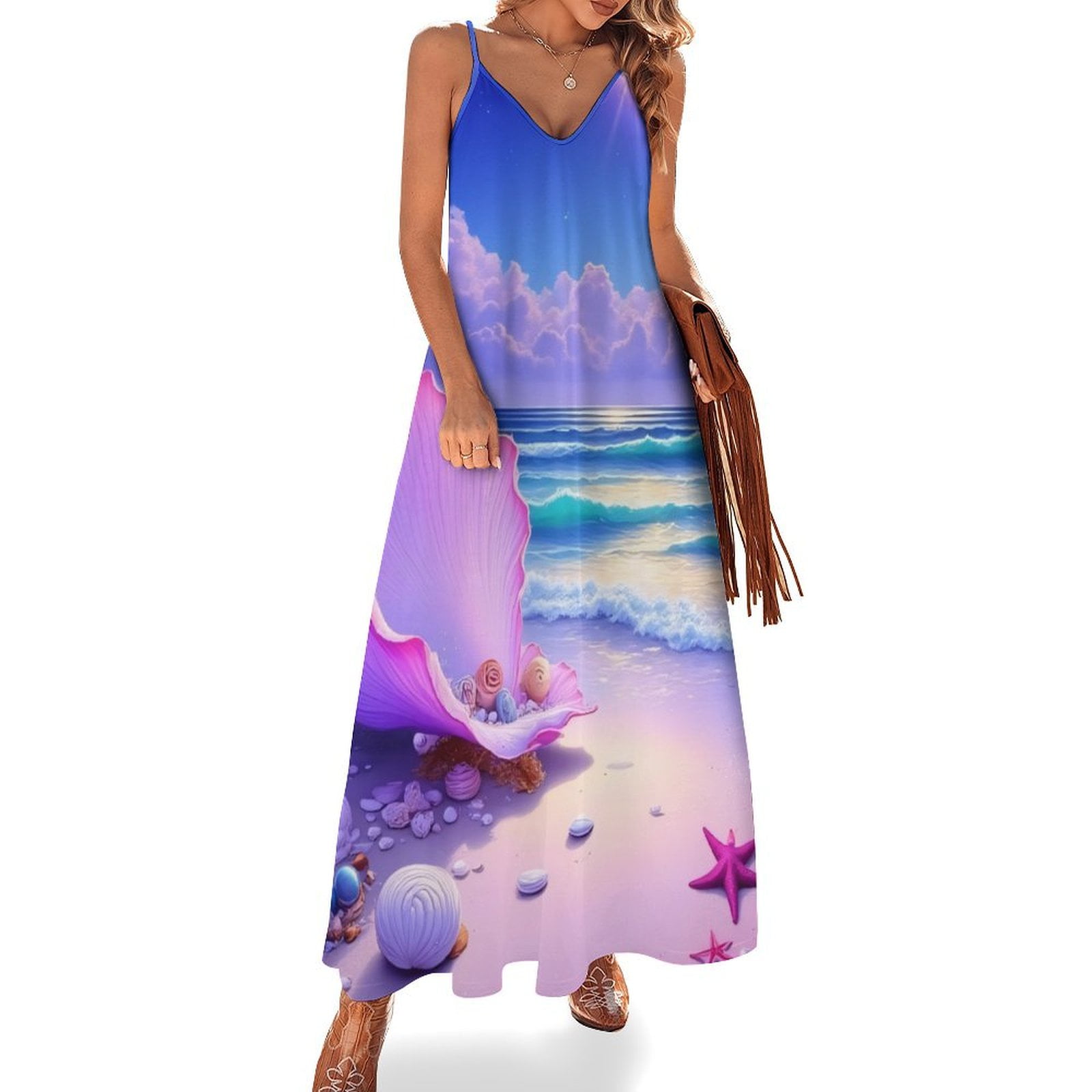 Beach Seashell Fantasy Sleeveless Dress for Women Clothing Female Women ...