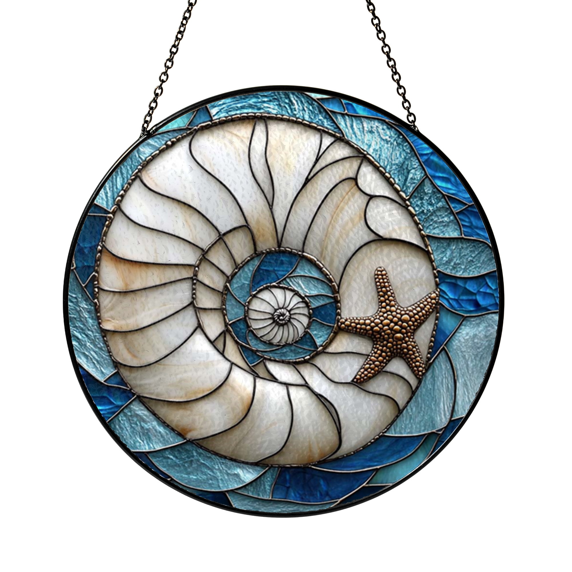 Beach Seashell Glass Suncatcher – Decorative Coastal Window Art ...