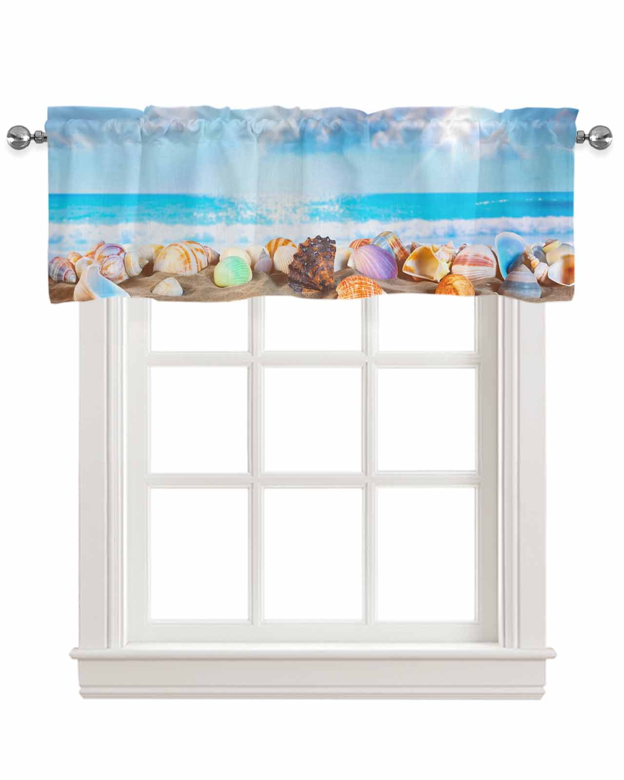 Beach Seashell Linen Curtain Valance for Bedroom/Bathroom/Kitchen ...
