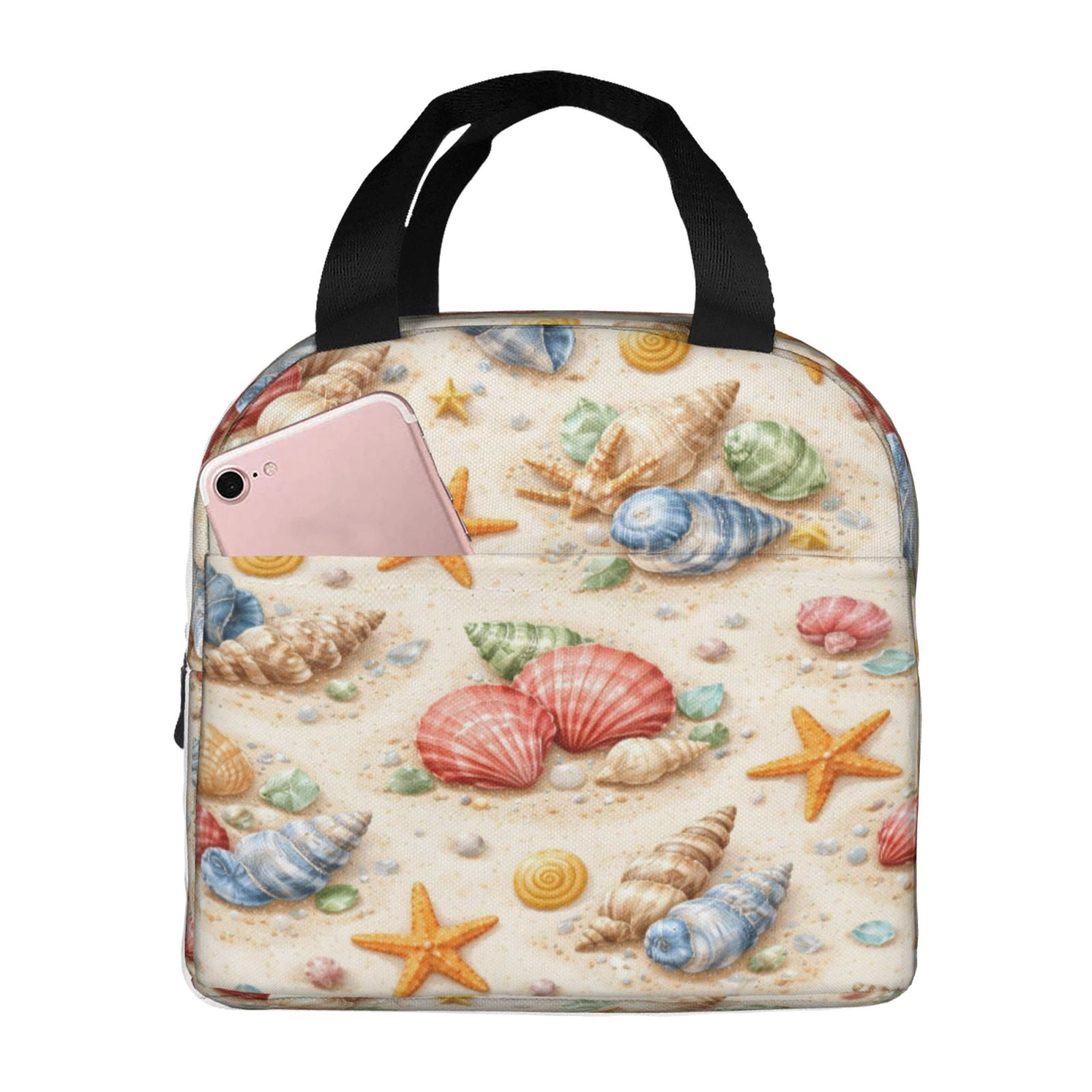 Beach Seashell Lunch Bag Reusable Thermal Lunch Box with Handle for ...