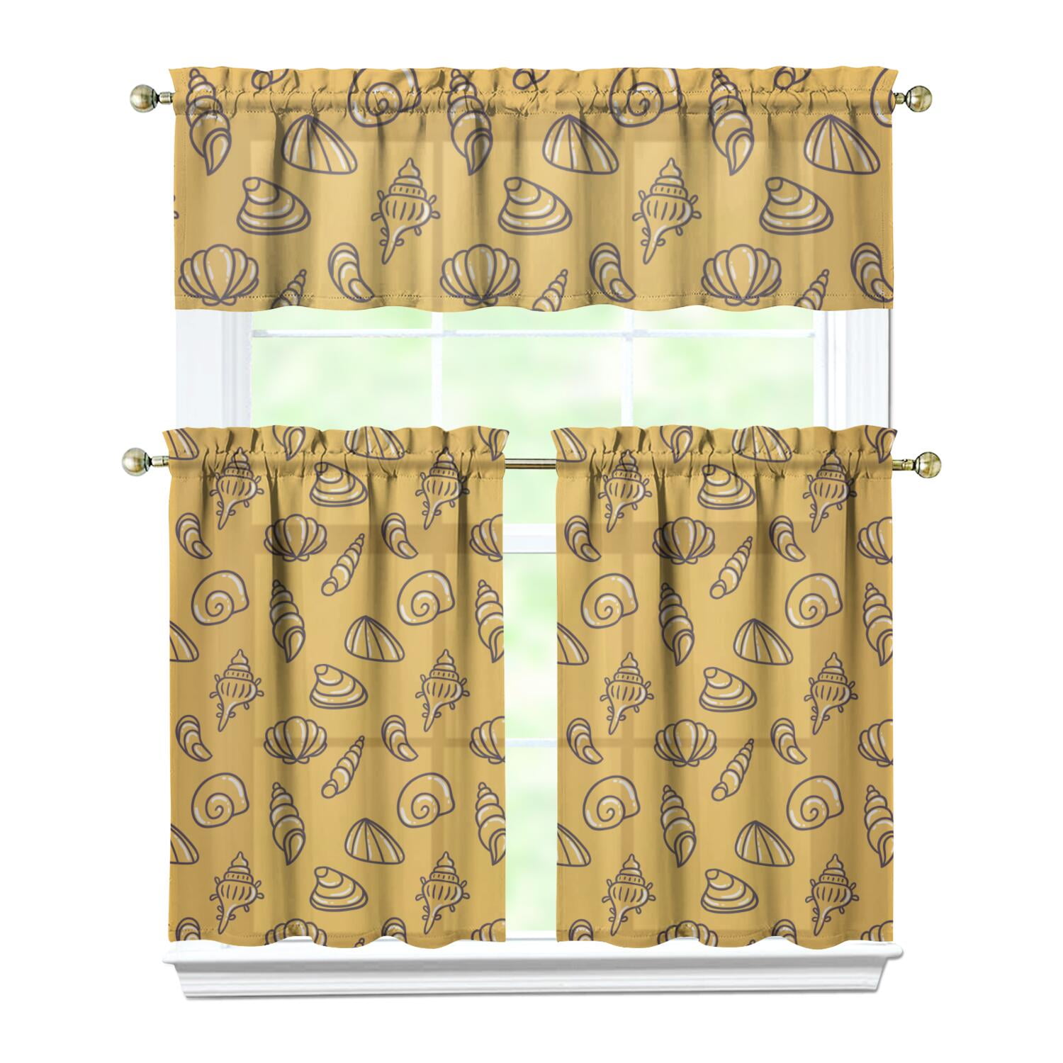 Beach Seashell Shell Curtains Set Tropical Starfish Marine Life Coral ...