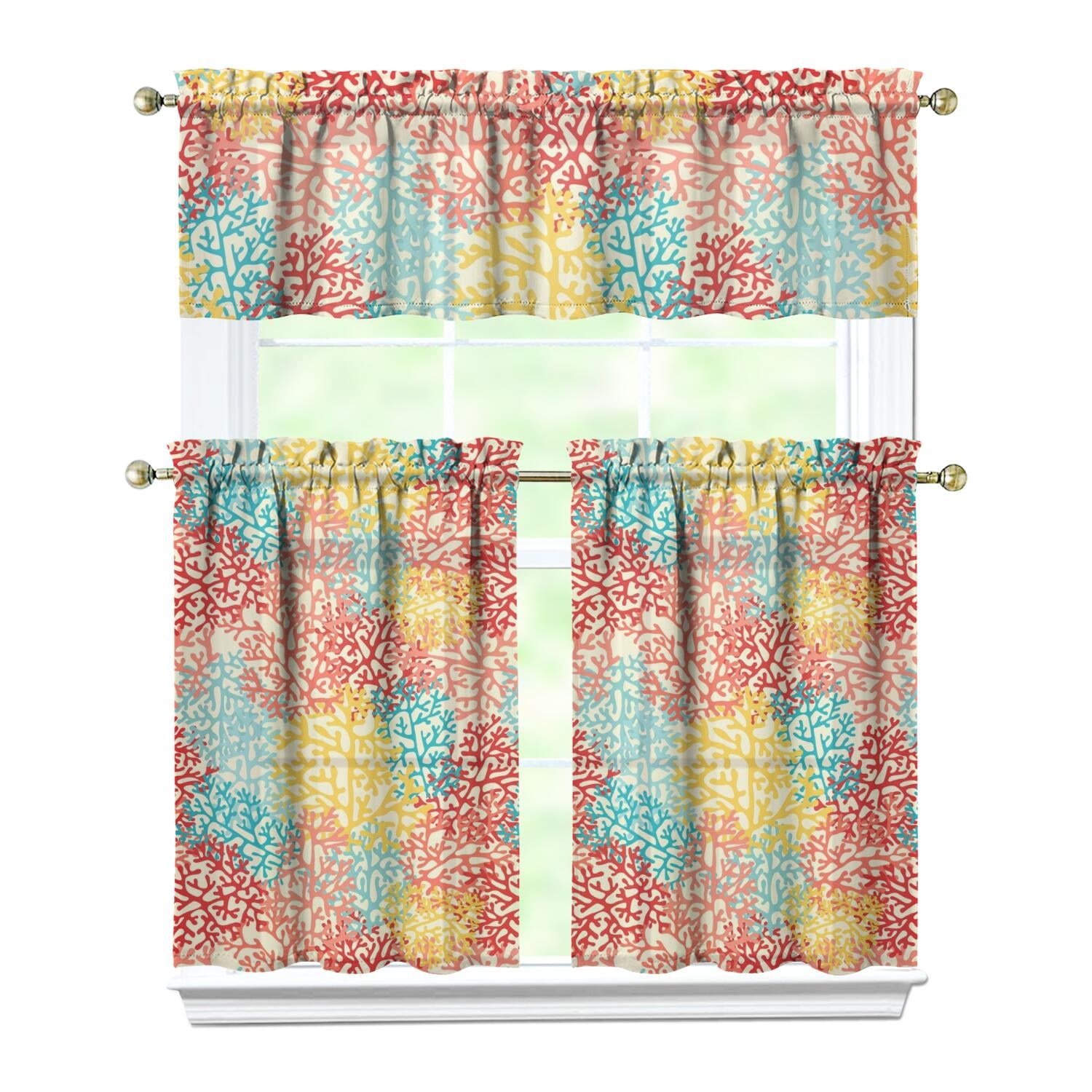 Beach Seashell Shell Curtains Set Tropical Starfish Marine Life Coral ...