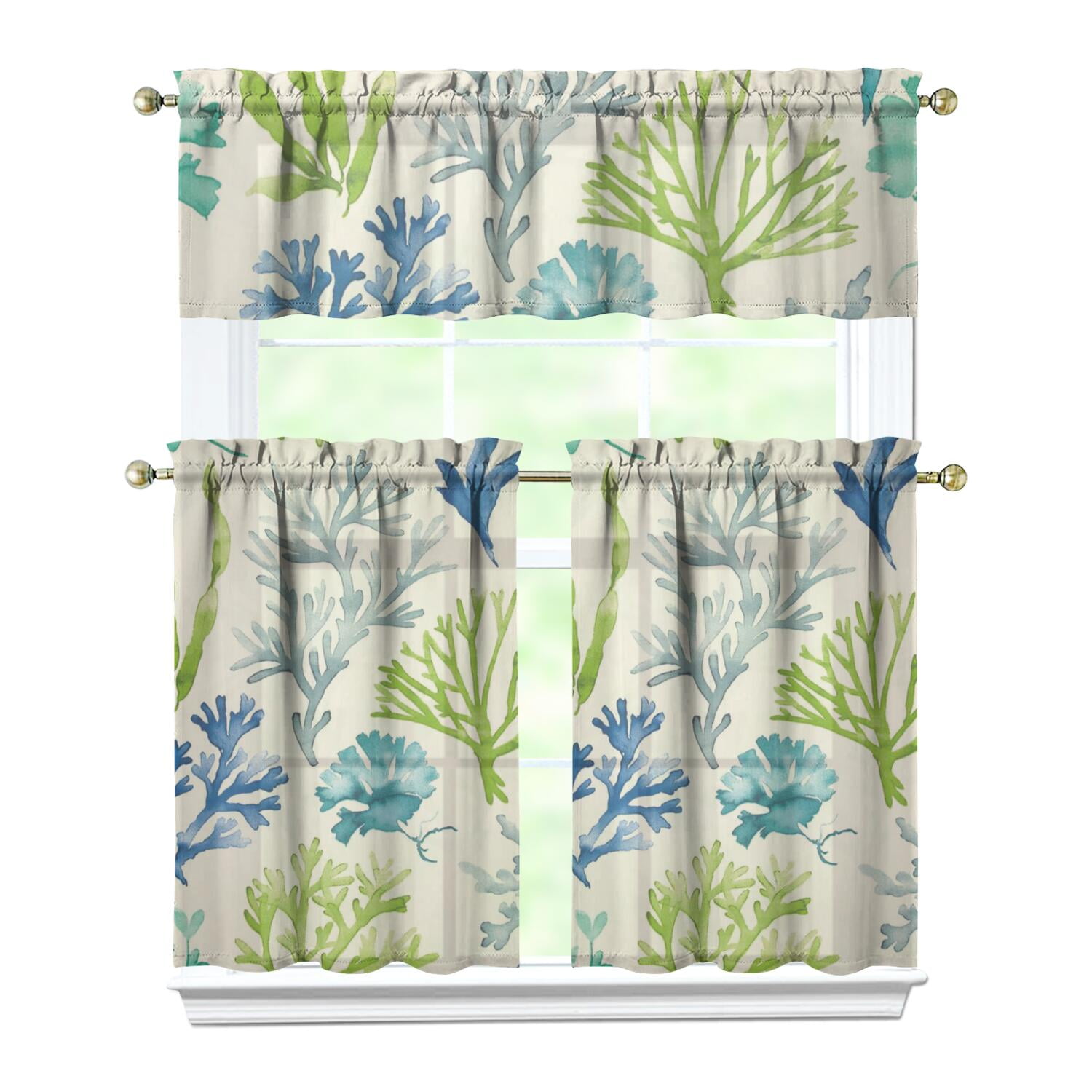 Beach Seashell Shell Curtains Set Tropical Starfish Marine Life Coral ...