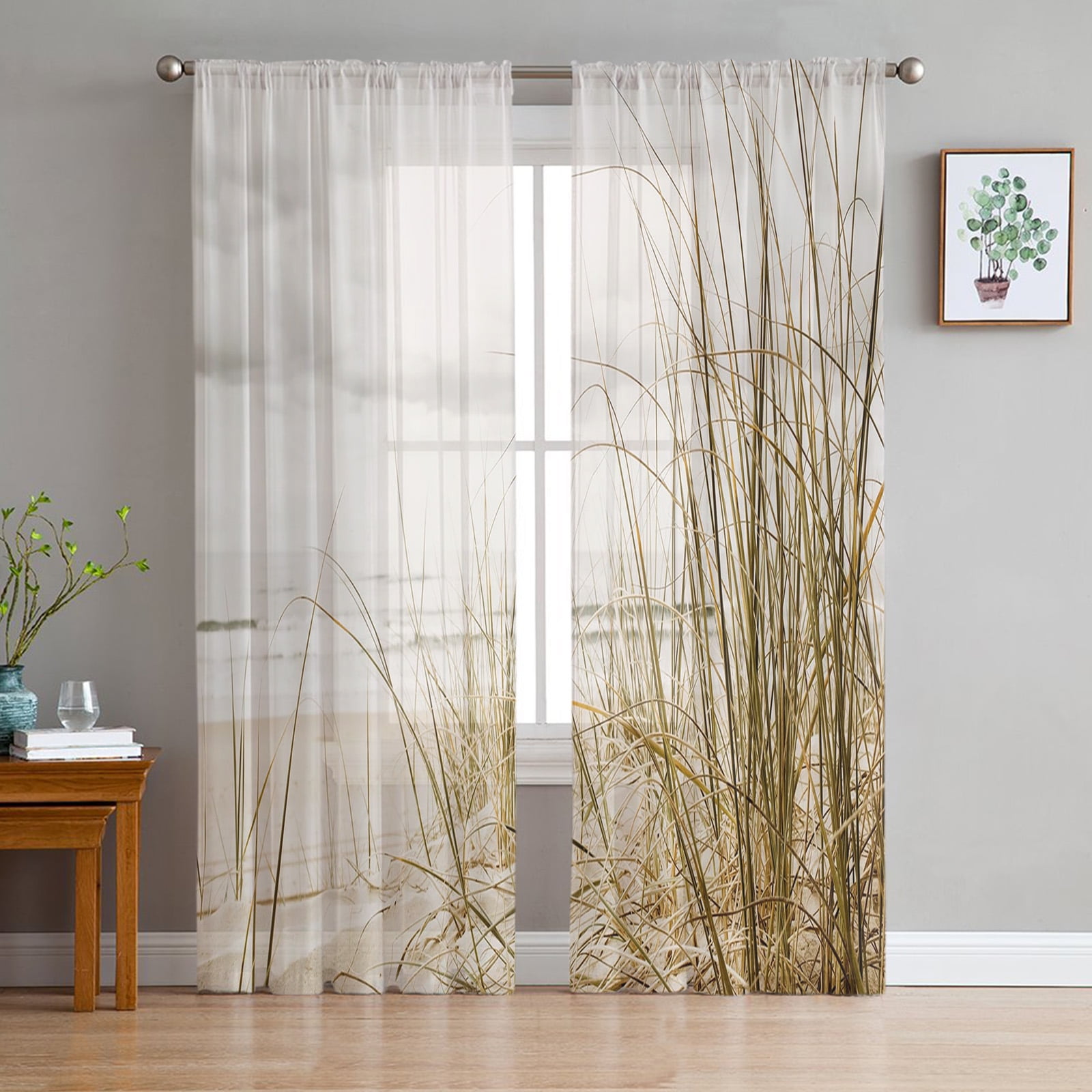 Beach Seashell Star Conch Sheer Curtain for Living Room Bedroom Voile ...