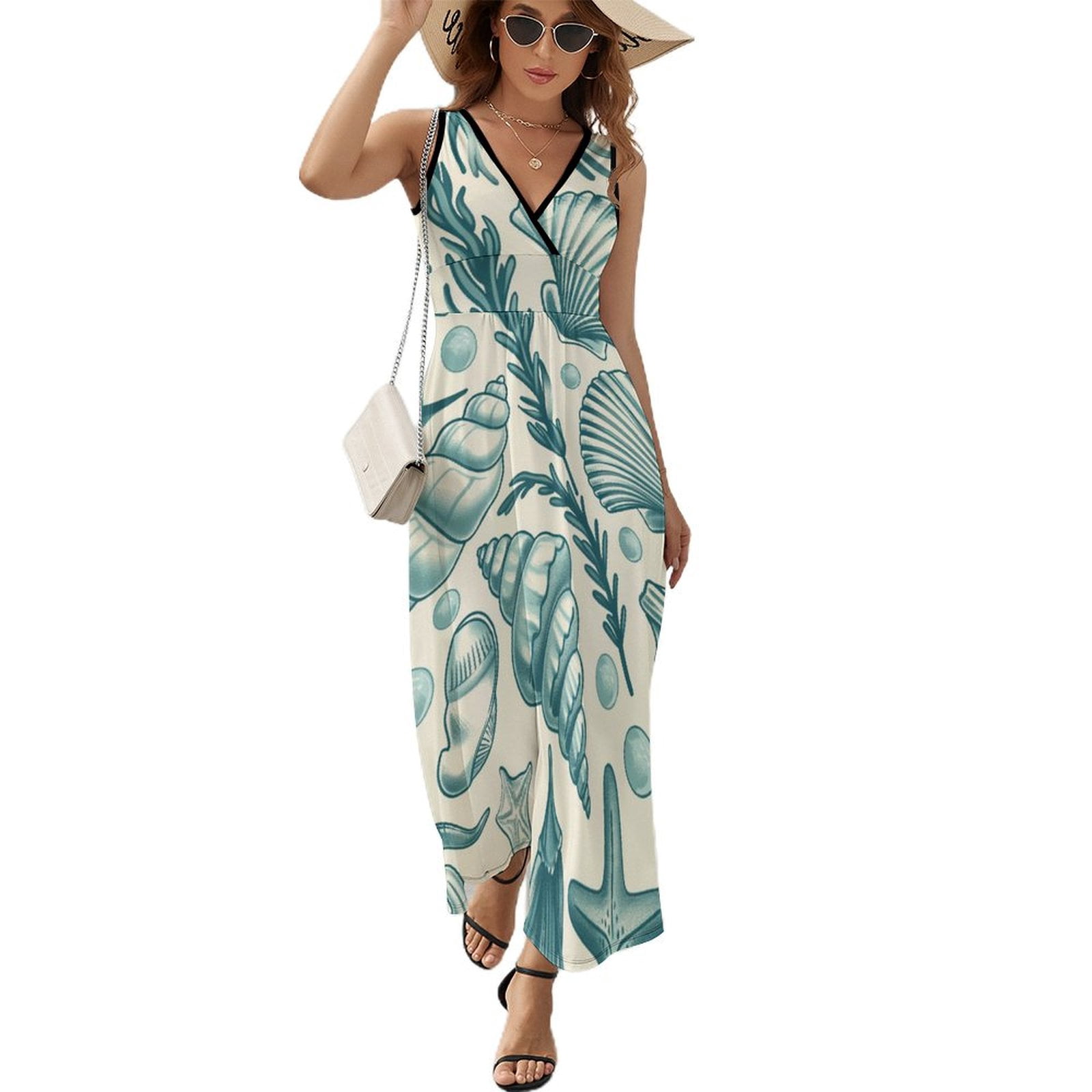 Beach Seashell Starfish Art Sleeveless Dress Women's Summer Suit ...