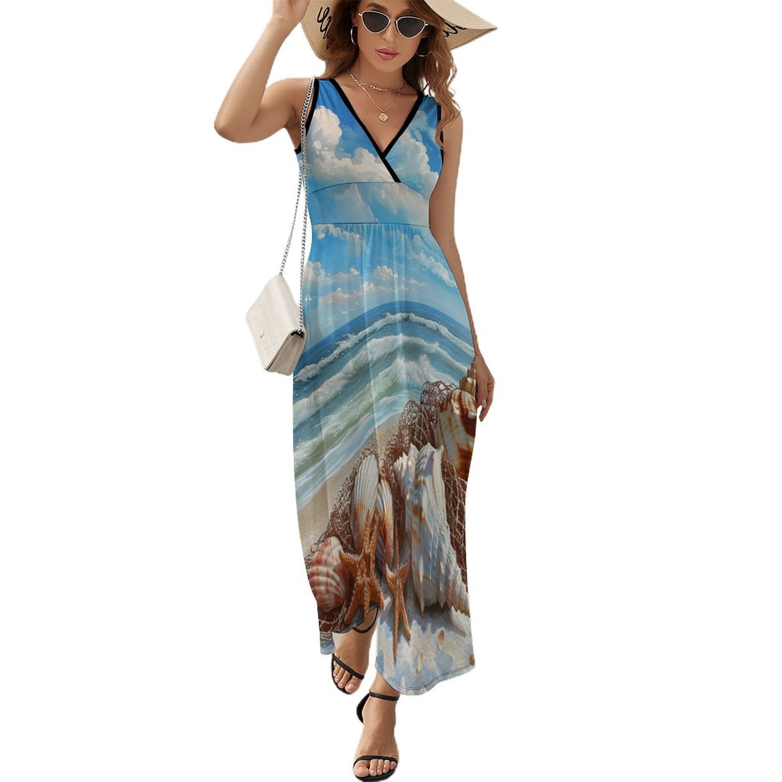 Beach Seashell Starfish Art Sleeveless Dress Women's Summer Suit ...