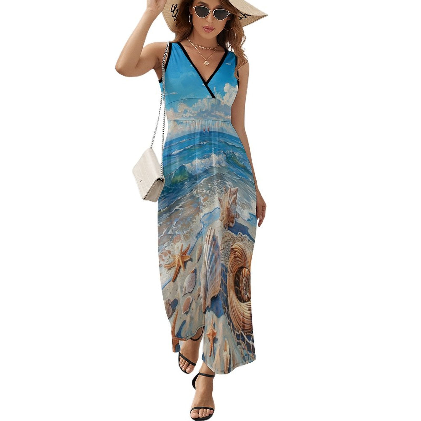 Beach Seashell Starfish Art Sleeveless Dress Women's Summer Suit ...