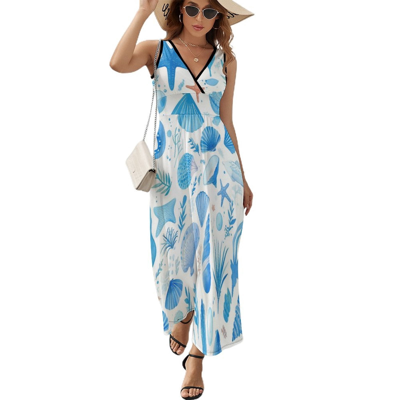 Beach Seashell Starfish Art Sleeveless Dress Women's Summer Suit ...