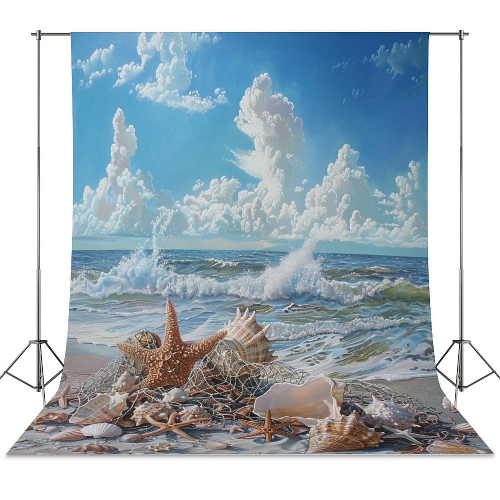 Beach Seashell Starfish Backdrops for Photography Kids Adult Photo Booth Video Shoot Vinyl ...