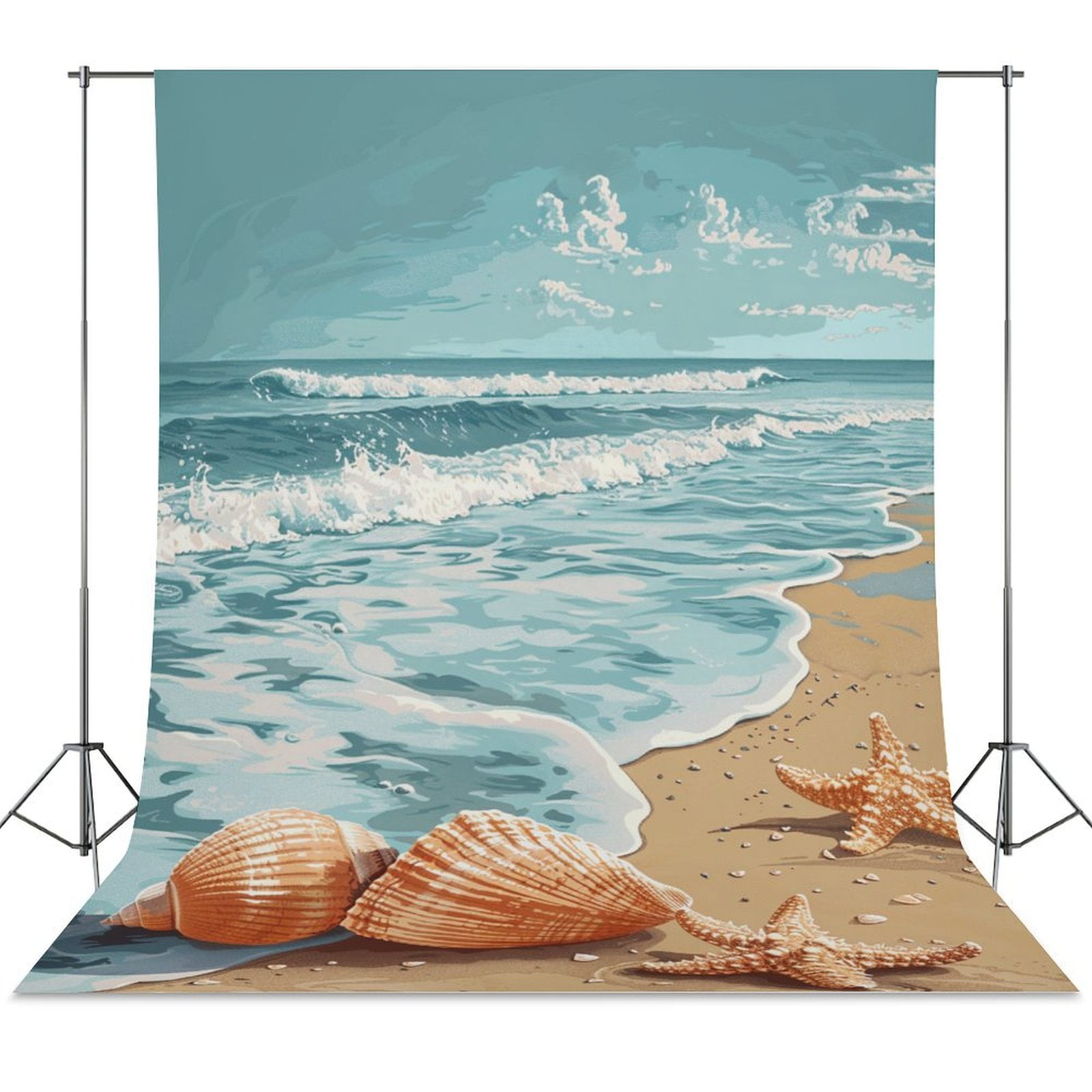 Beach Seashell Starfish Backdrops for Photography for Party Backdrop ...