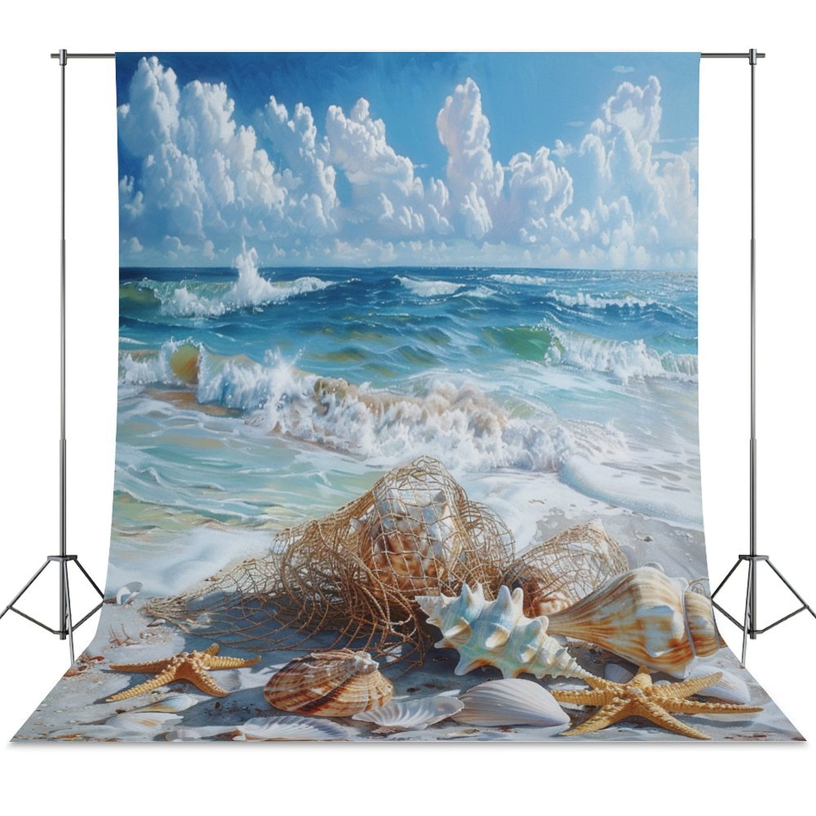 Beach Seashell Starfish Backdrops for Photography for Party Backdrop ...