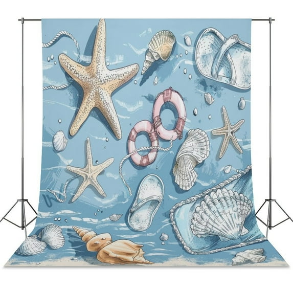 Beach Seashell Starfish Backdrops for Photography for Party Backdrop ...