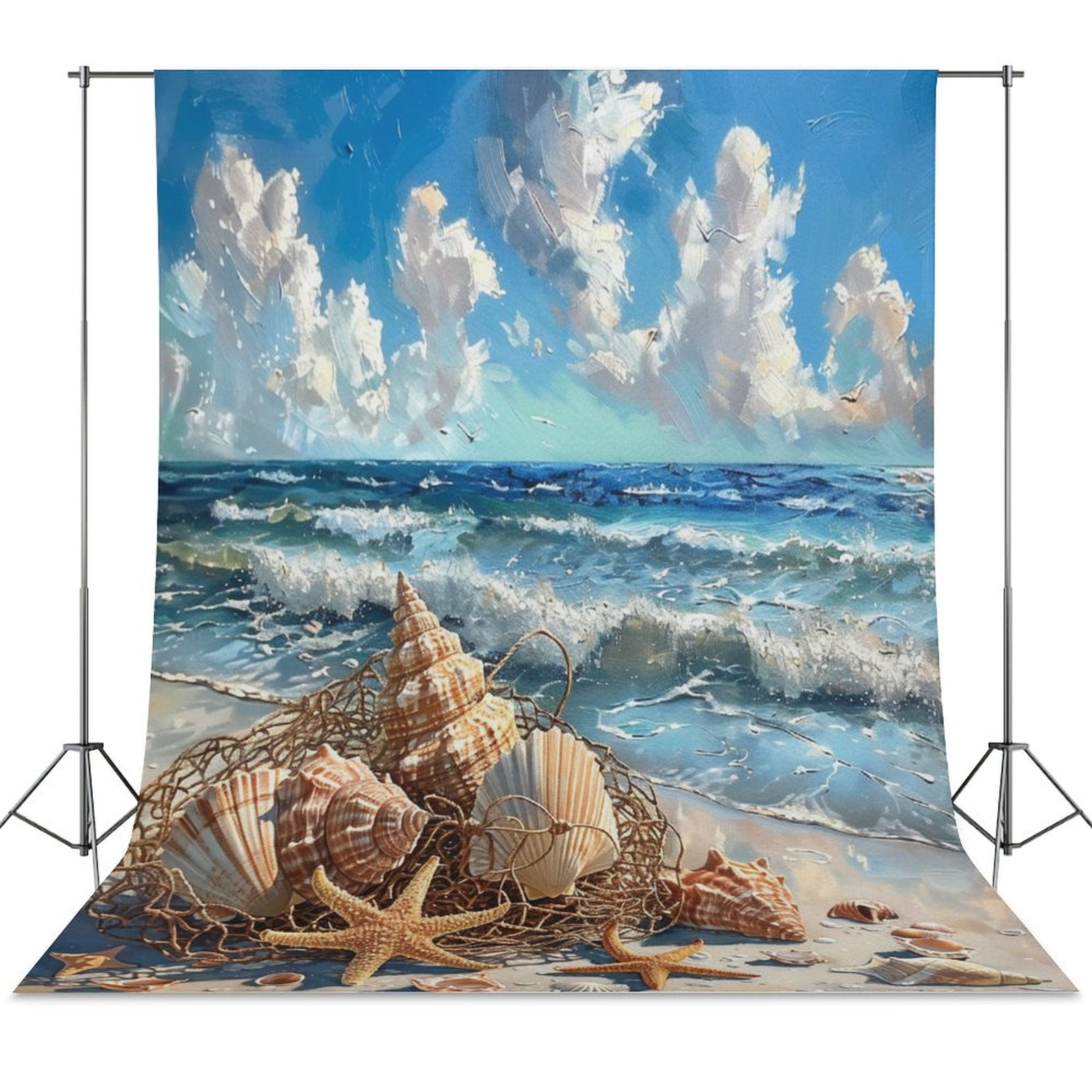 Beach Seashell Starfish Backdrops for Photography for Party Backdrop ...