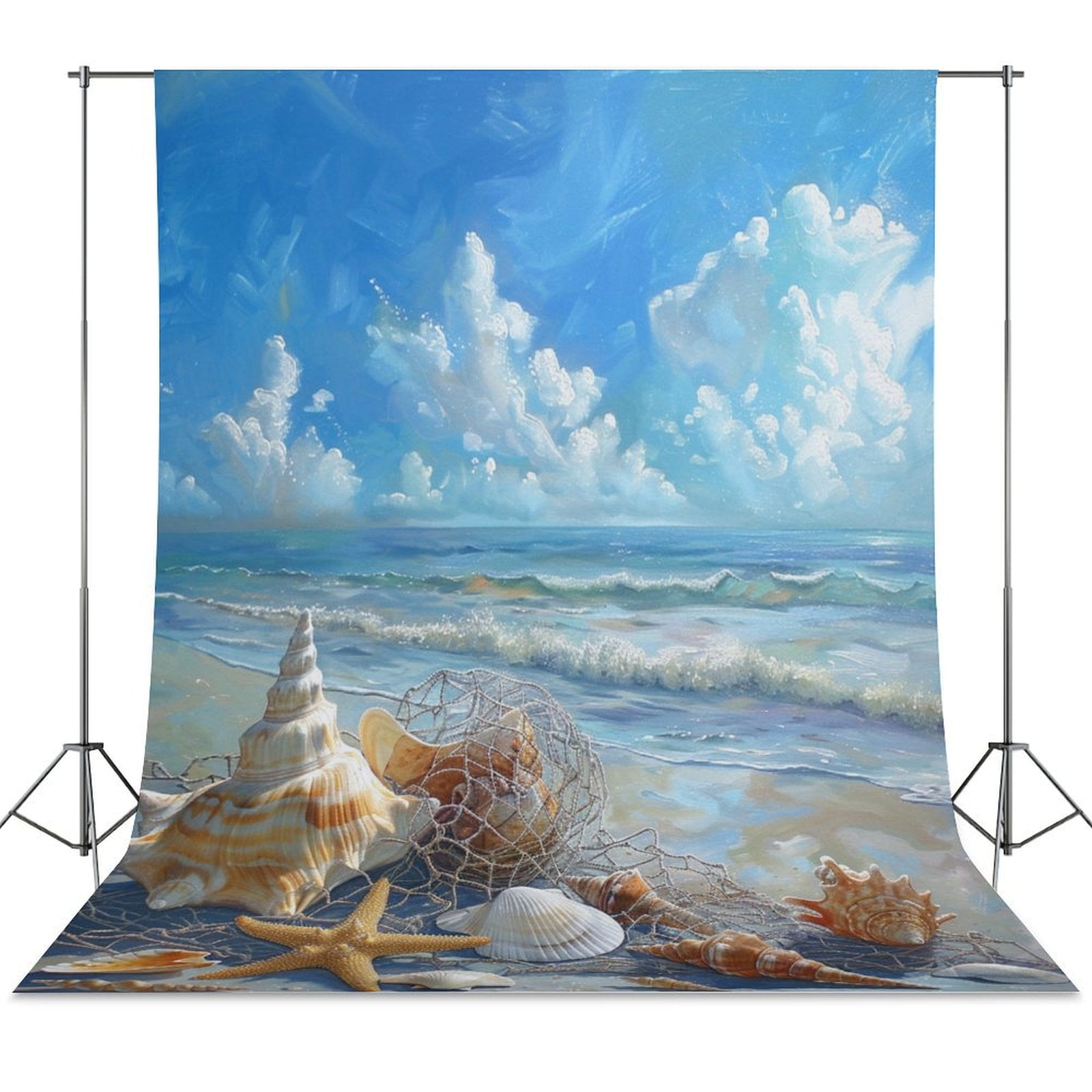 Beach Seashell Starfish Backdrops for Photography for Party Backdrop ...