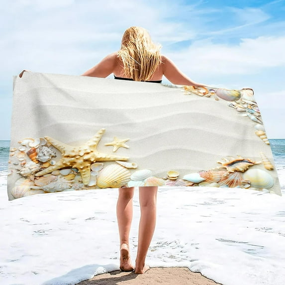 Beach Seashell Starfish Beach Towels Sea Ocean Wave Summer Bathroom ...