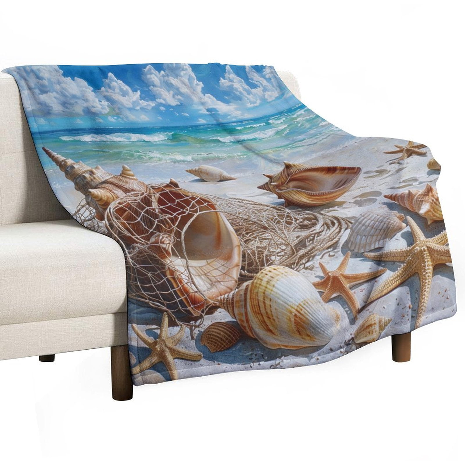 Beach Seashell Starfish Blanket for Bed Throw Blanket for Women, Men ...