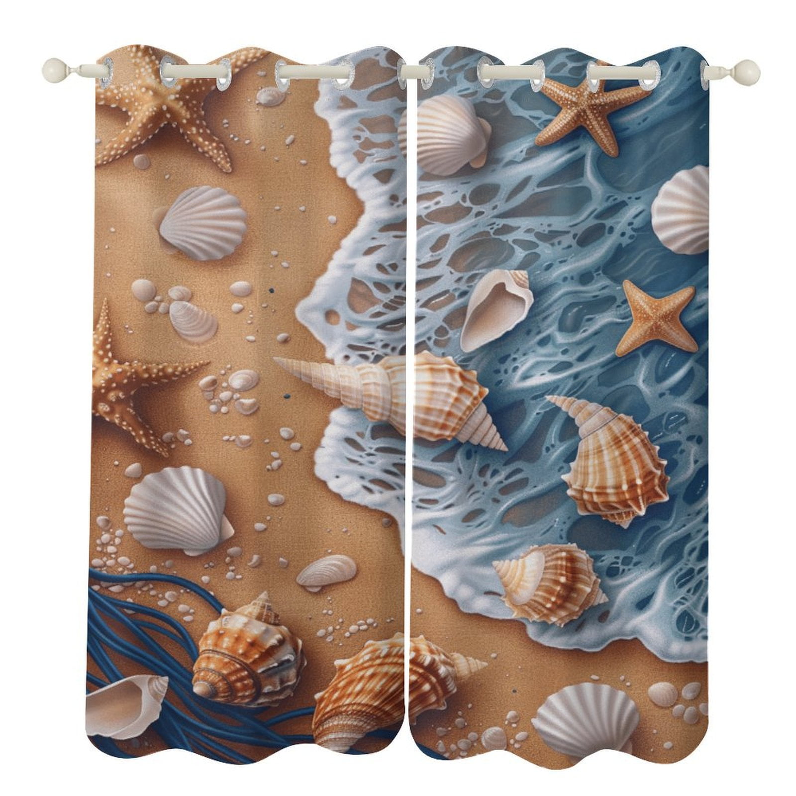 Beach Seashell Starfish Curtains Aesthetic Envrionmental Friendly ...