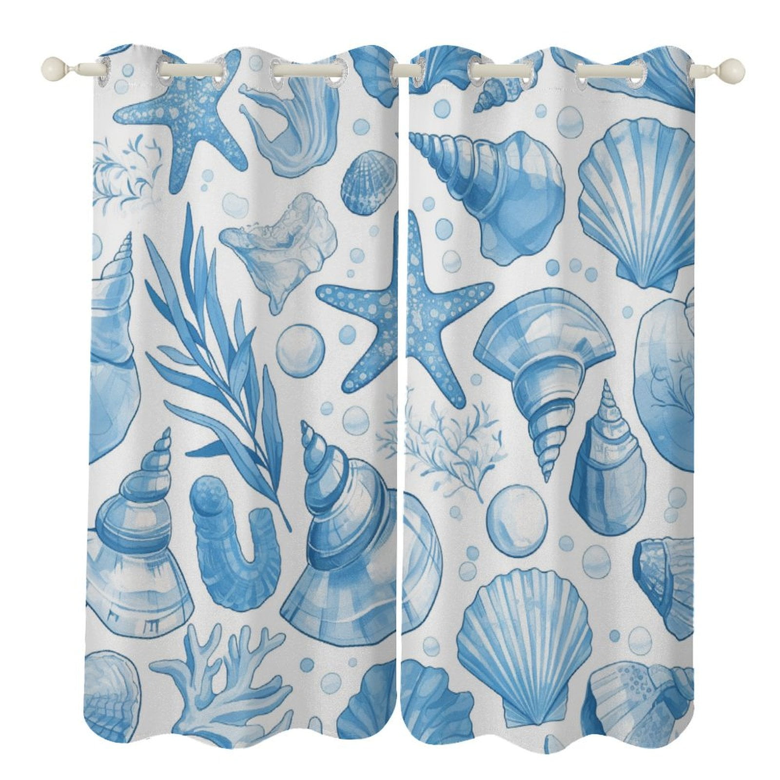 Beach Seashell Starfish Curtains Aesthetic Envrionmental Friendly ...