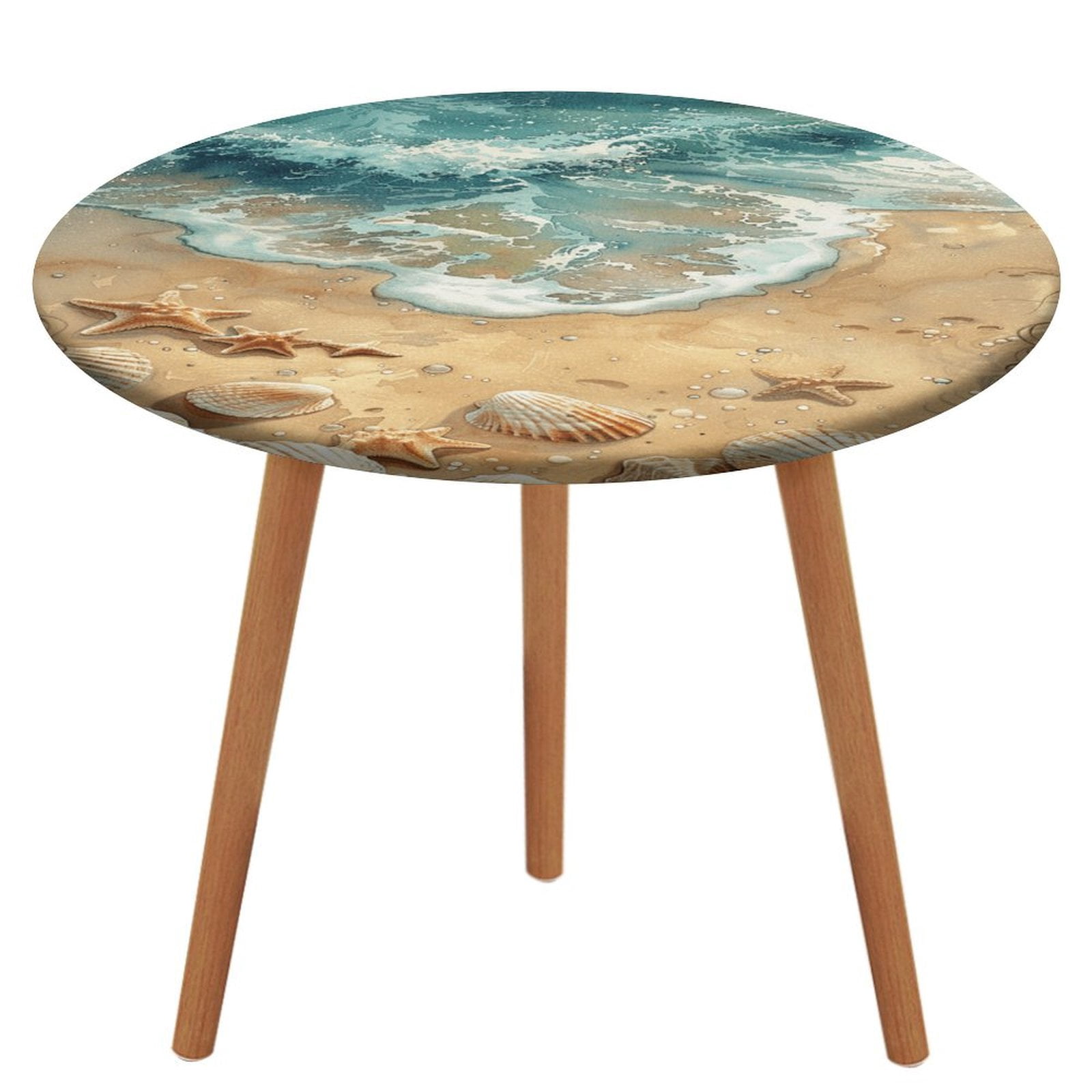 Beach Seashell Starfish Fitted Table Cover - Waterproof Elastic Edged ...
