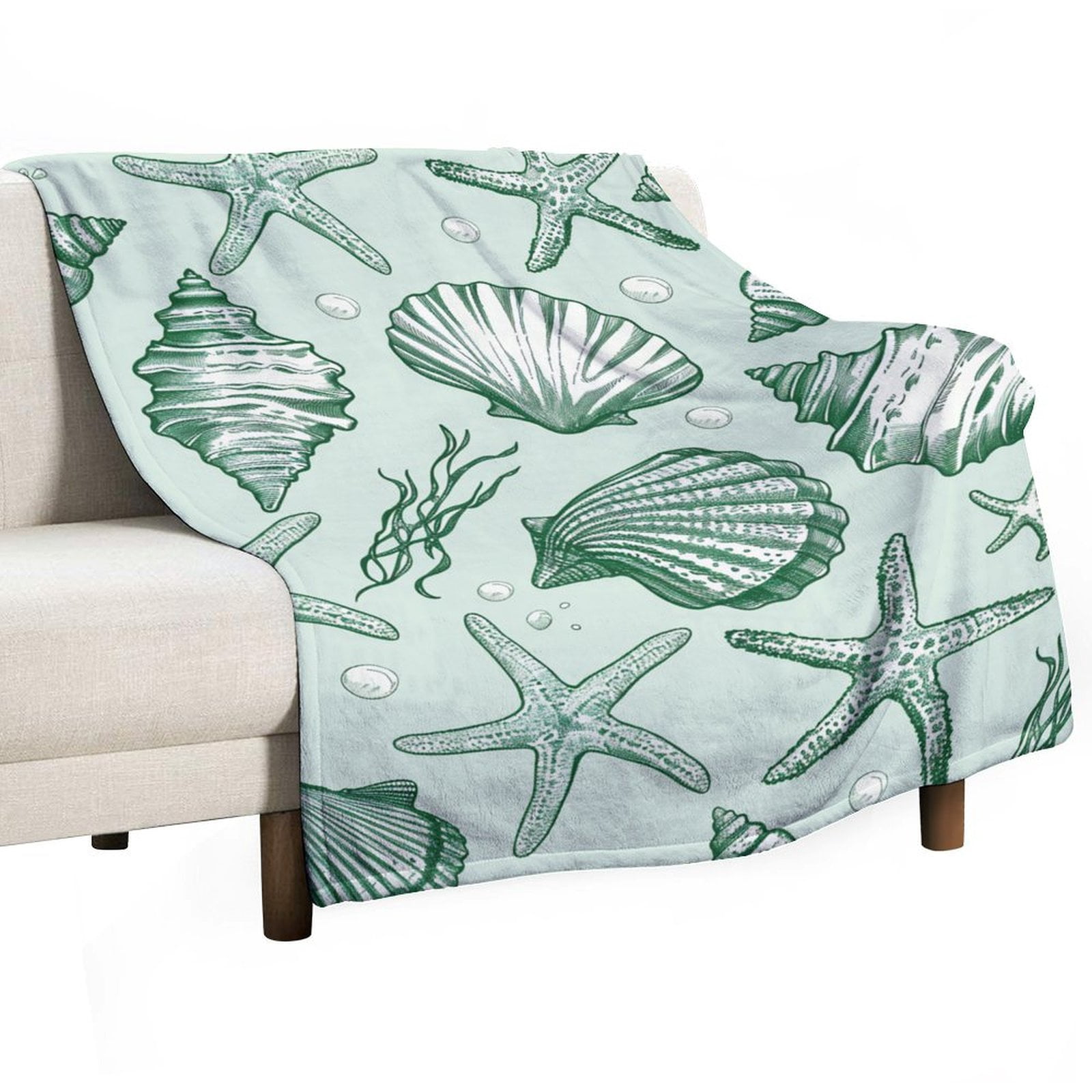 Beach Seashell Starfish Flannel Blanket Lightweight Blanket for Couch ...