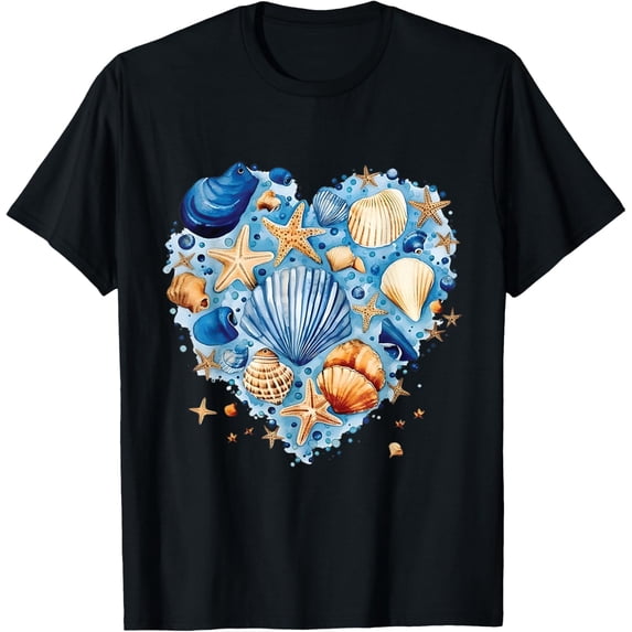 Beach Seashell Starfish Ocean Summer Style T-Shirt - Walmart.com