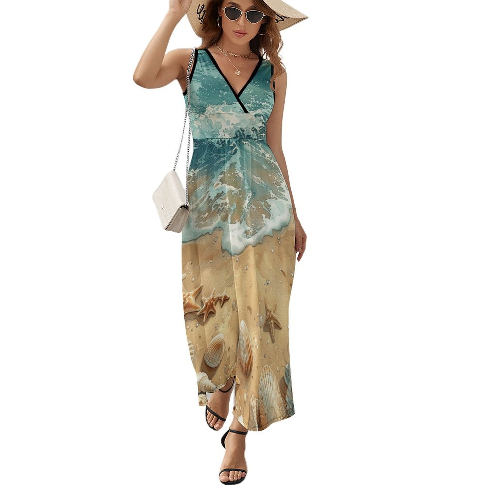 Beach Seashell Starfish Pattern Design Sleeveless Dress Summer Clothes ...