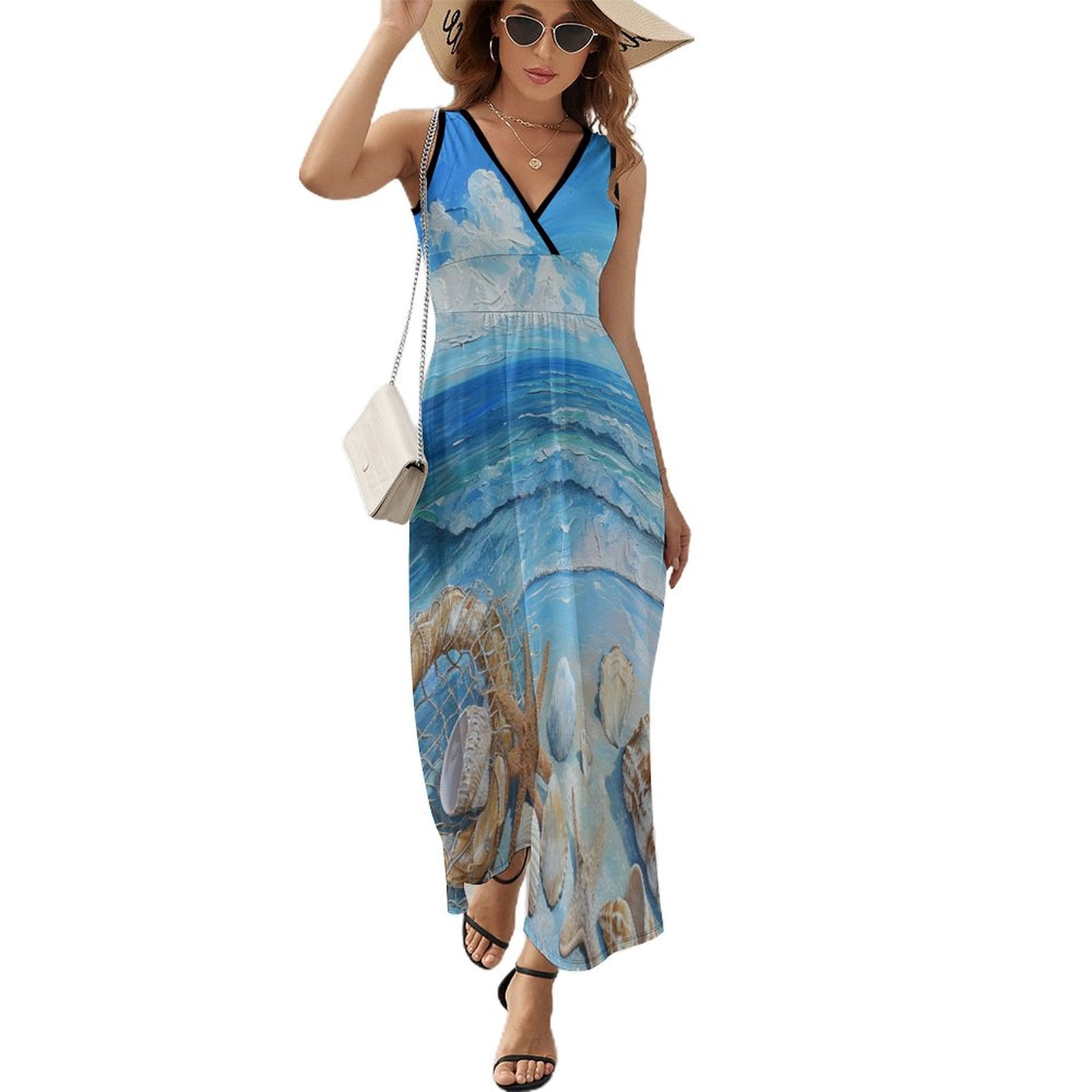 Beach Seashell Starfish Pattern Design Sleeveless Dress Summer Clothes ...