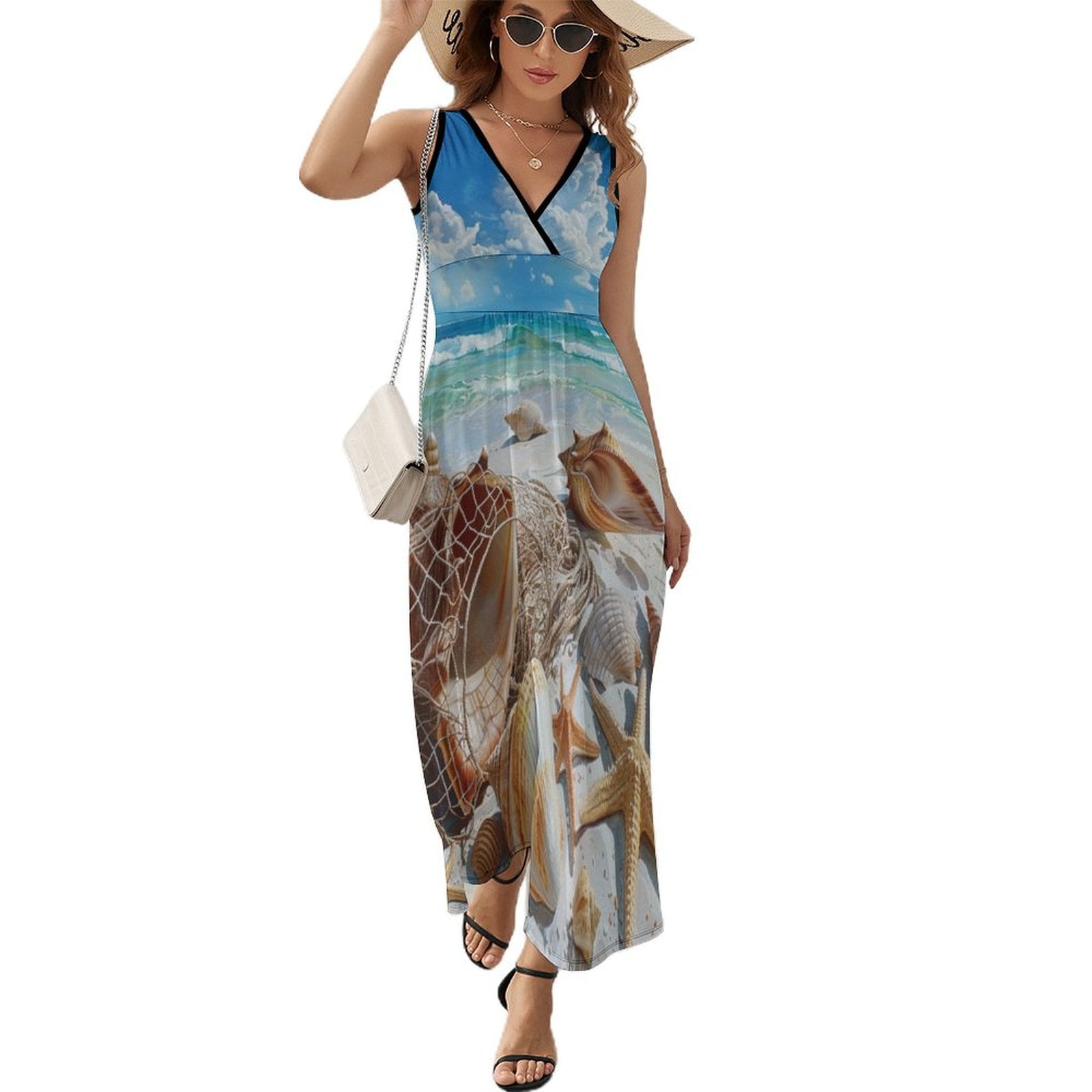 Beach Seashell Starfish Pattern Design Sleeveless Dress Summer Clothes ...