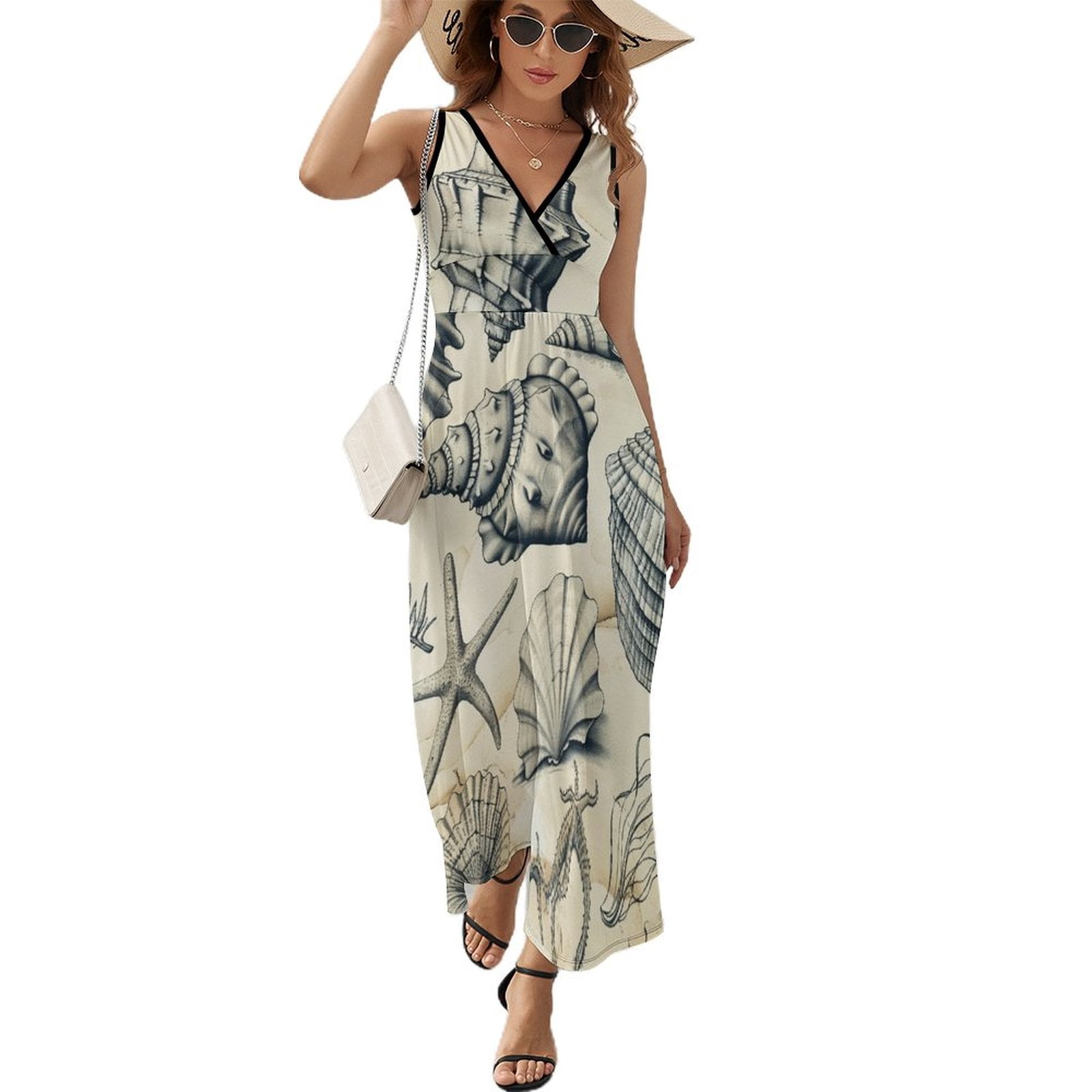 Beach Seashell Starfish Pattern Design Sleeveless Dress Summer Clothes ...