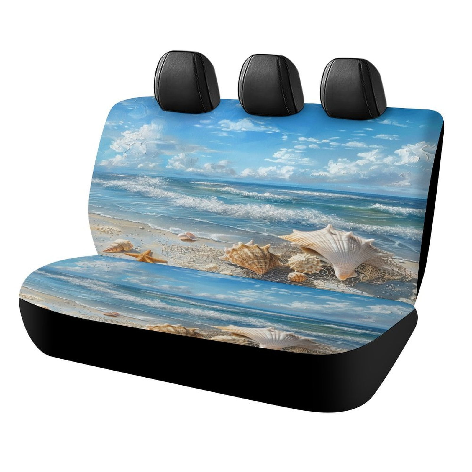 Beach Seashell Starfish Rear Seat Covers, Car Backseat Protector ...