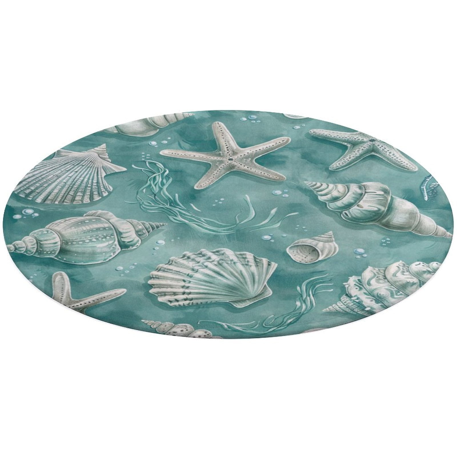 Beach Seashell Starfish Round Small Area Rug, Print Non Slip Washable ...